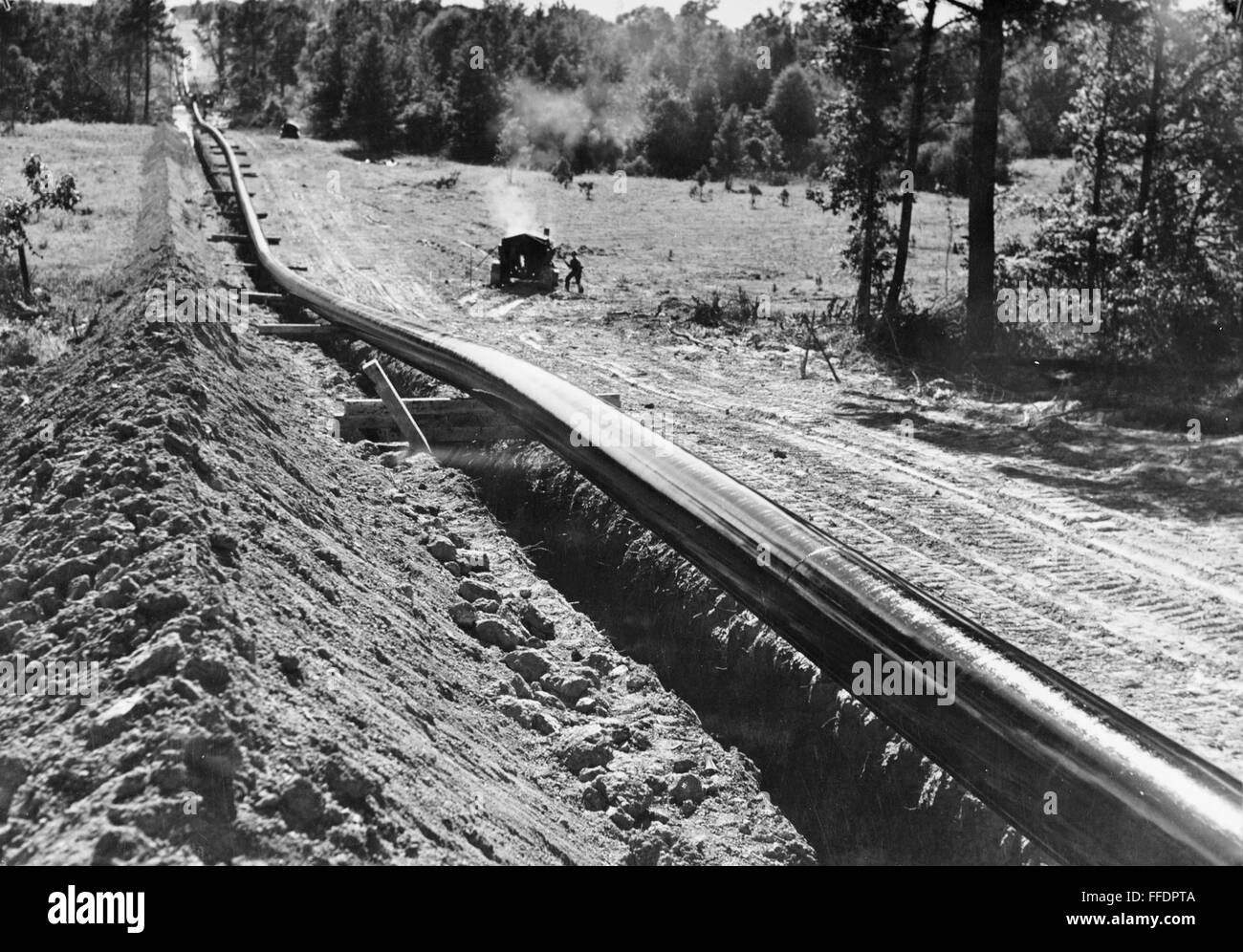 OIL PIPELINE, c1944. /nThe 'Big Inch,' a petroleum pipeline (at the ...