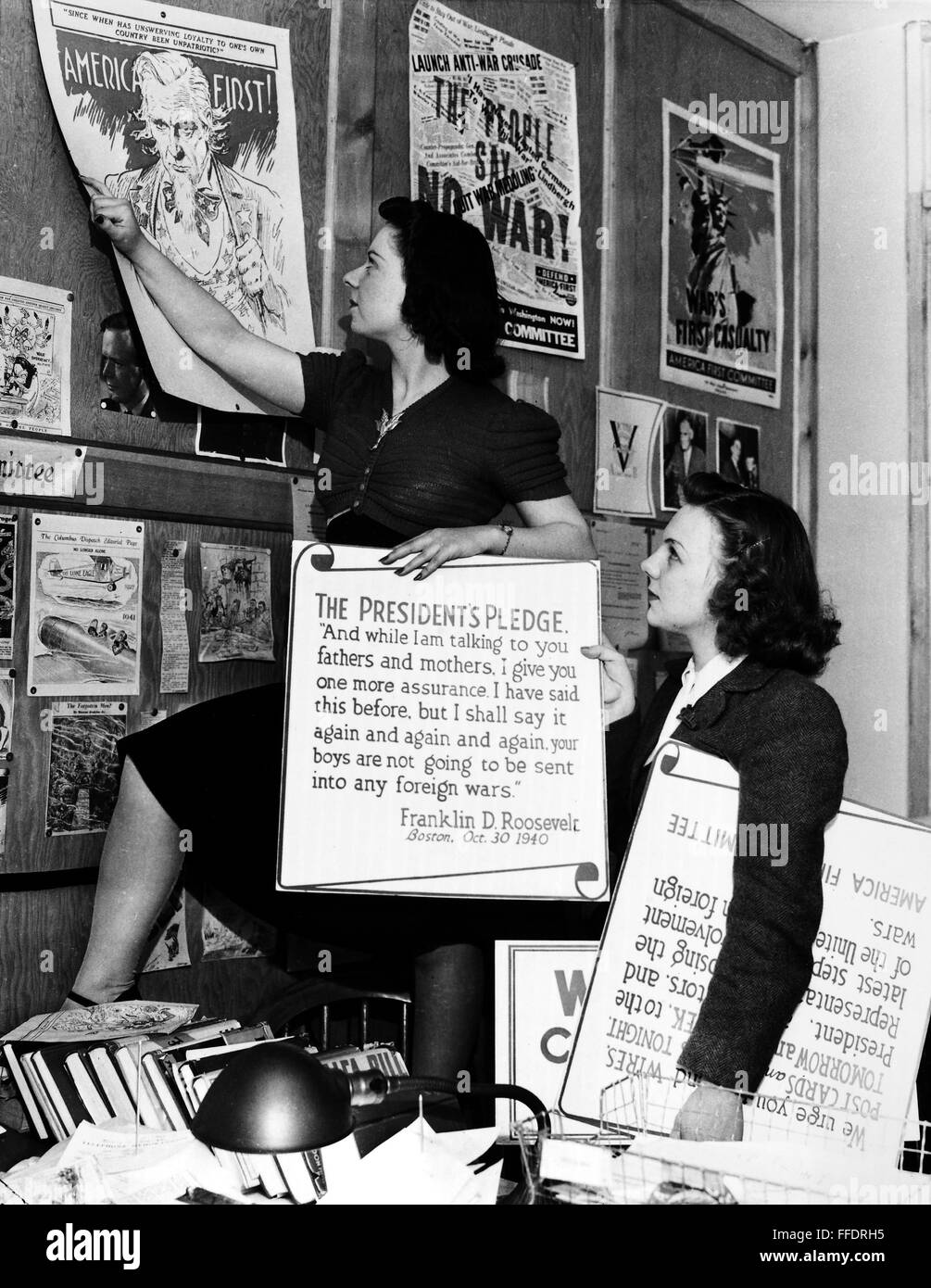 AMERICA FIRST, 1941. /nTwo employees of the America First Committee (an ...