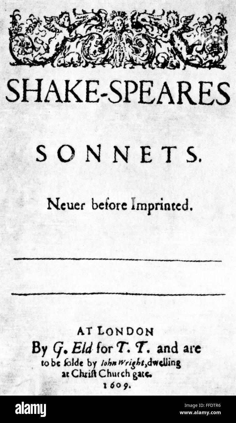 SHAKESPEARE: SONNETS. /nTitle page to the first edition of William ...