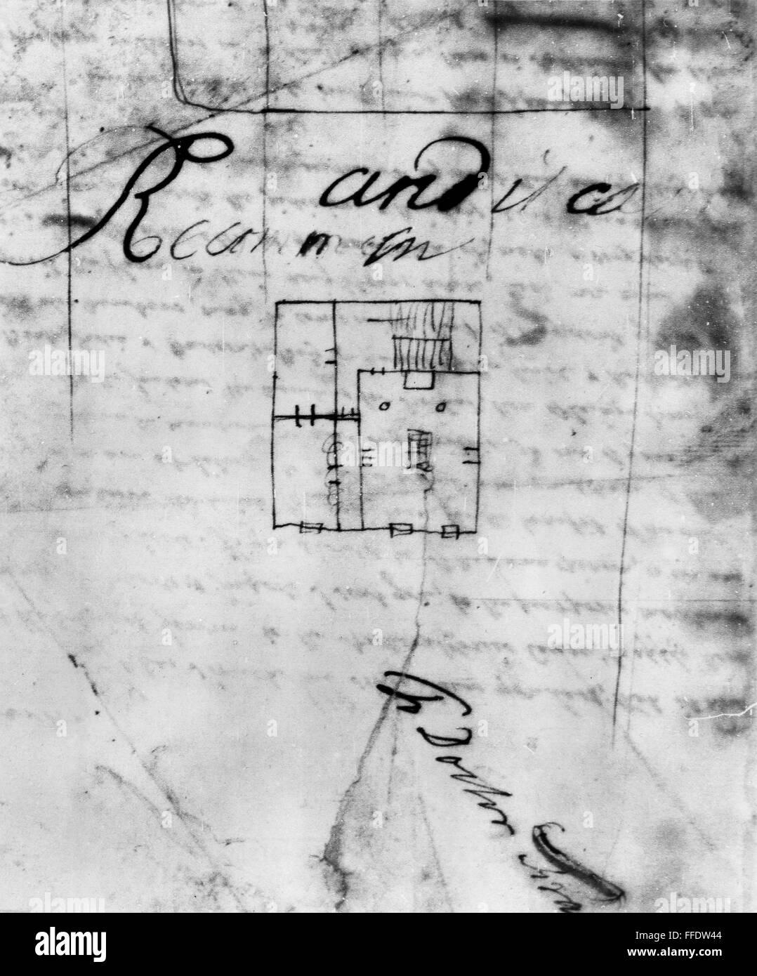 FLOOR PLAN, 18th CENTURY. /nFloor plan of the first level of Benjamin ...