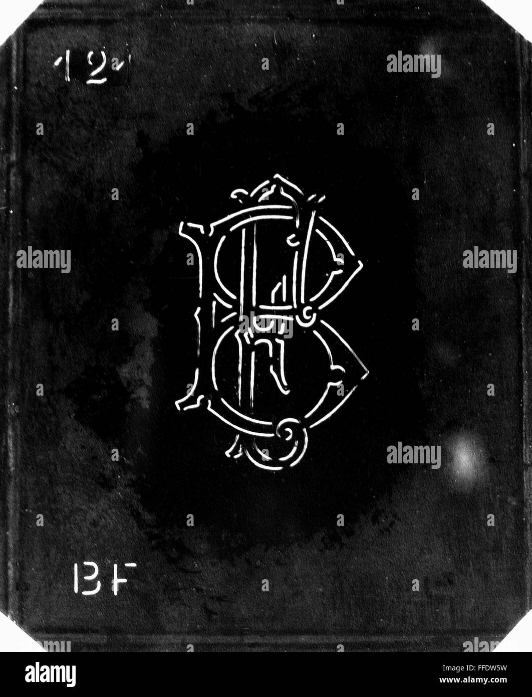 BENJAMIN FRANKLIN (1706-1790). /nMonogram stencil of Benjamin Franklin ...