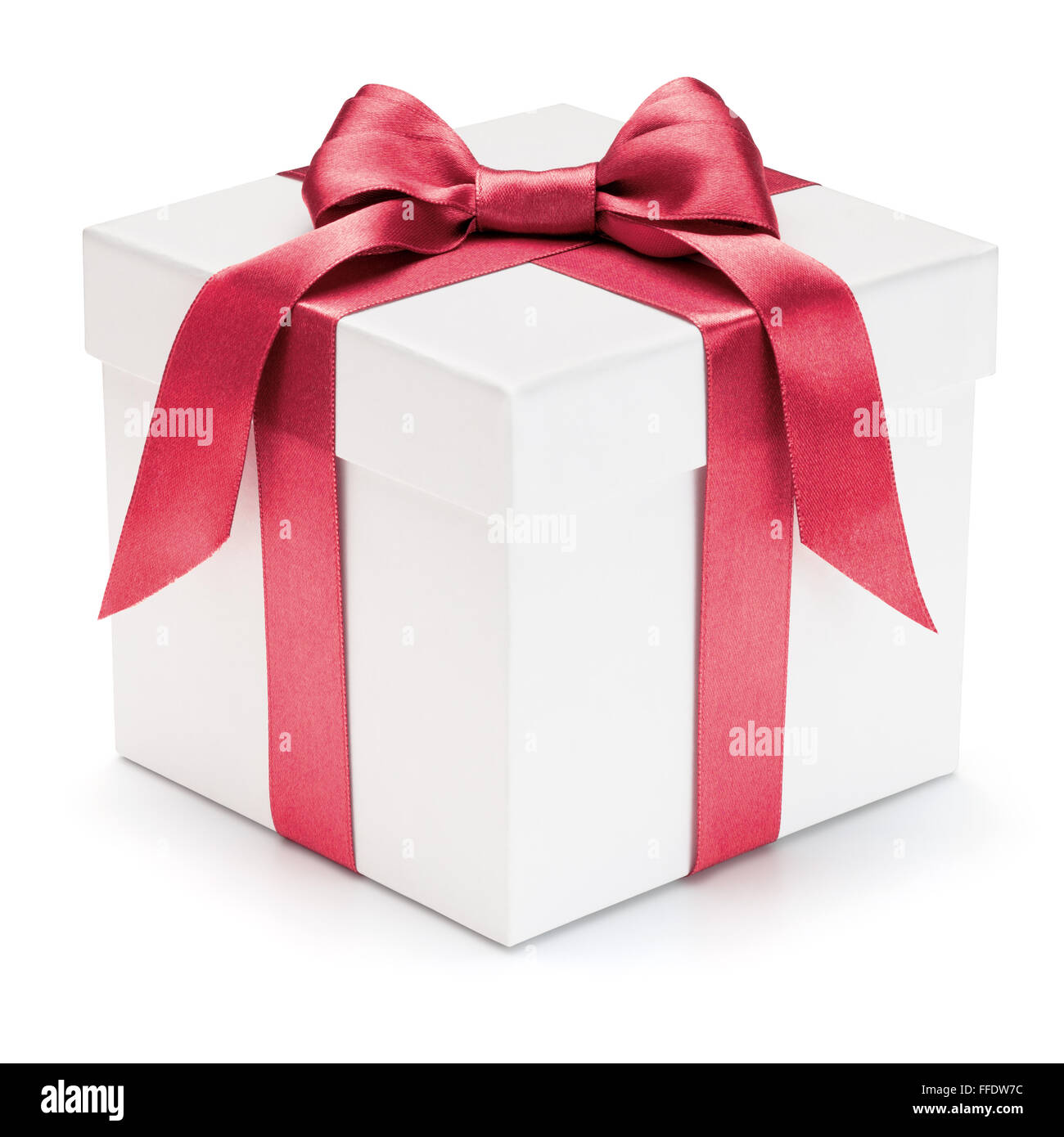 Gift box with ribbon and bow isolated on the white background, clipping ...