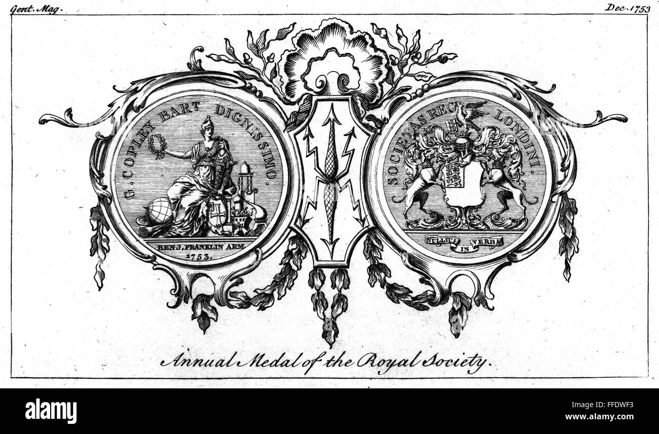 FRANKLIN: COPLEY MEDAL. /nThe Royal Society Copley Medal awarded to ...