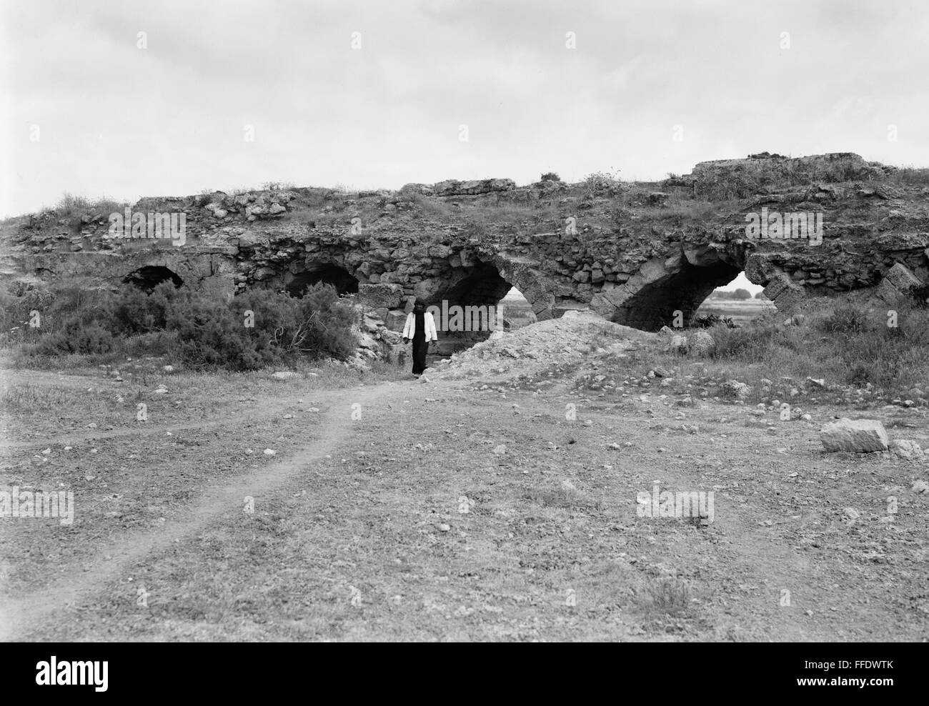 PALESTINE: ROMAN AQUEDUCT. /nAncient Roman aqueduct at Caesarea ...