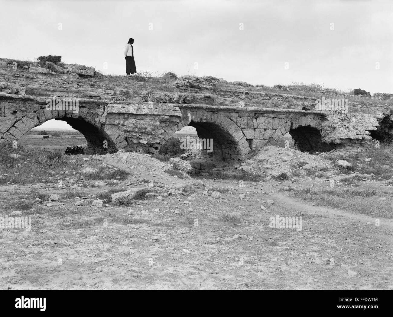 PALESTINE: ROMAN AQUEDUCT. /nAncient Roman aqueduct at Caesarea ...