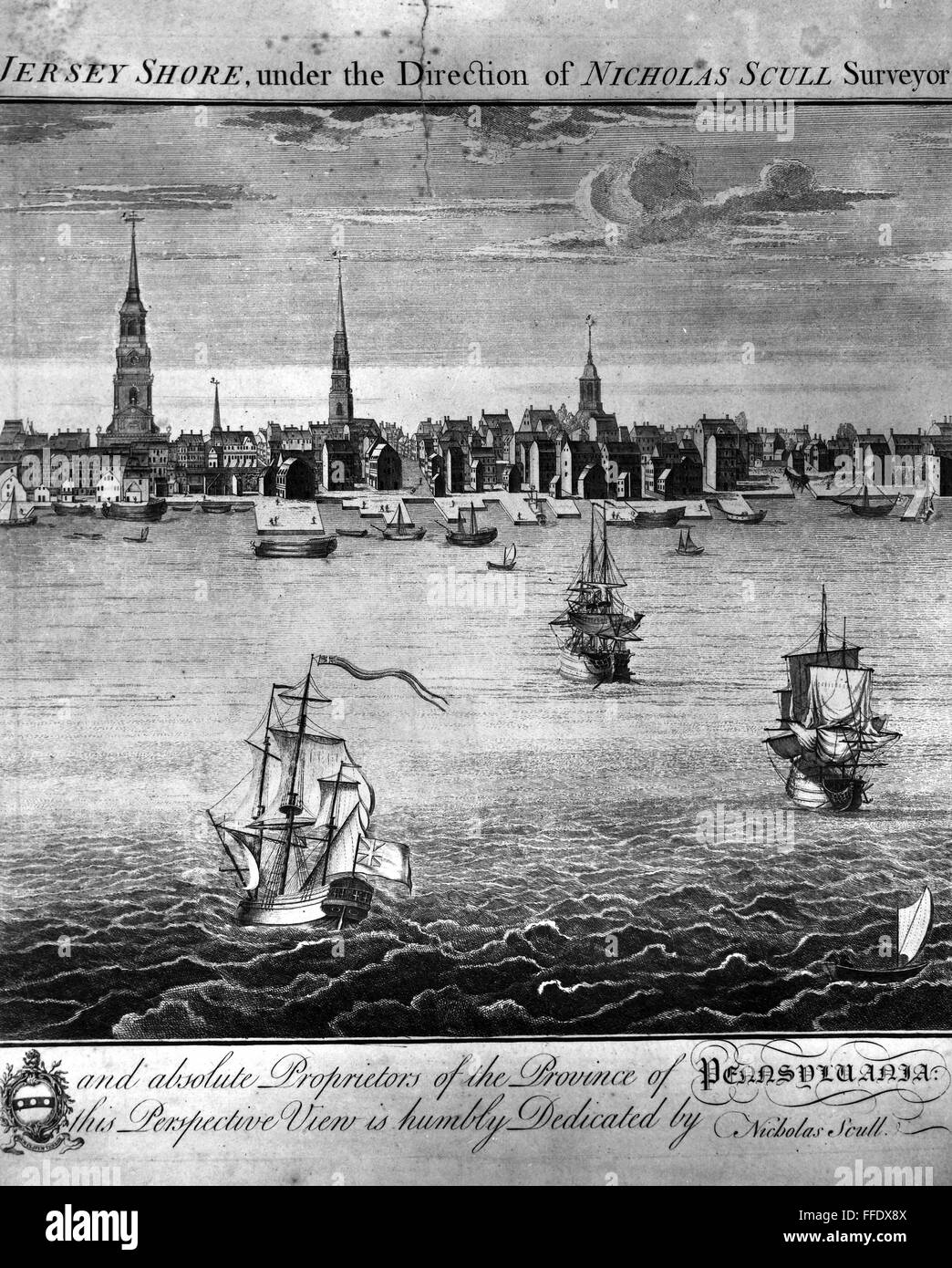 PHILADELPHIA, 18th CENTURY. /nPerspective view of Philadelphia. Line ...