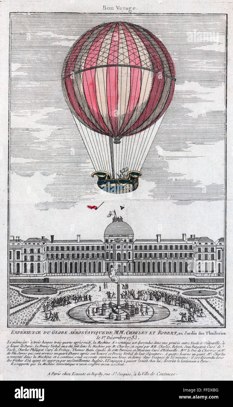 HYDROGEN BALLOON, 1783. /nJacques Alexandre CΘsar Charles and Marie ...
