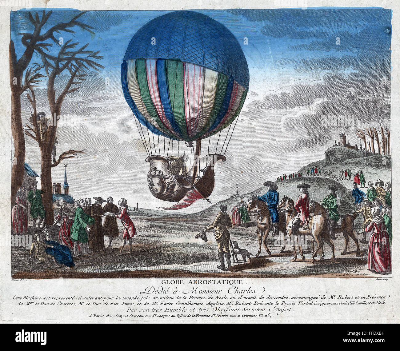 HYDROGEN BALLOON, 1783. /nJacques Alexandre CΘsar Charles departing ...