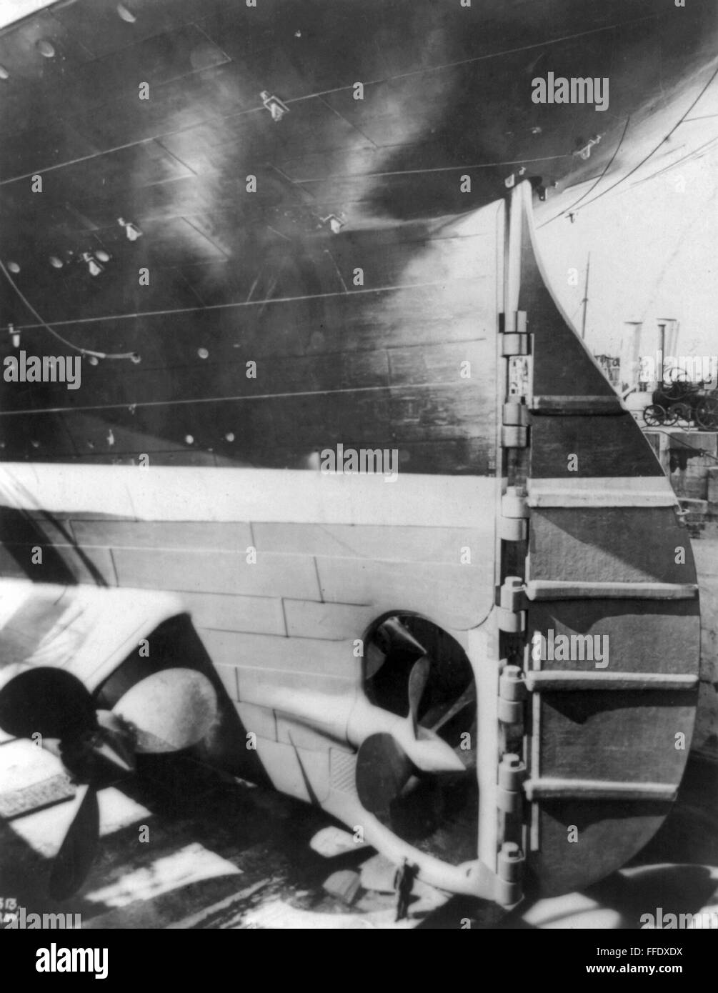 TITANIC: STERN, 1912. /nView of the stern and rudder of the RMS ...