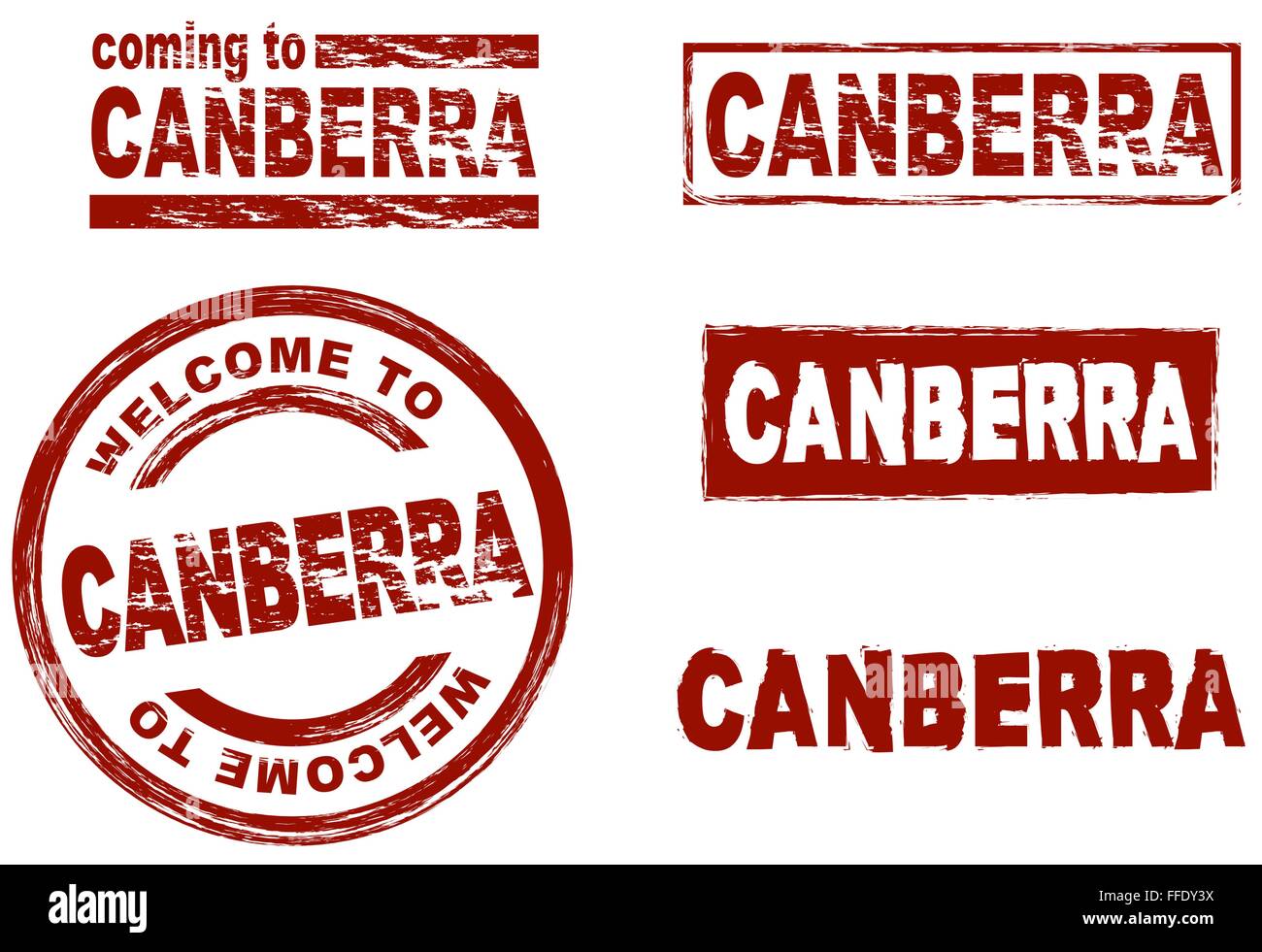 Set of stylized ink stamps showing the city of Canberra Stock Vector ...