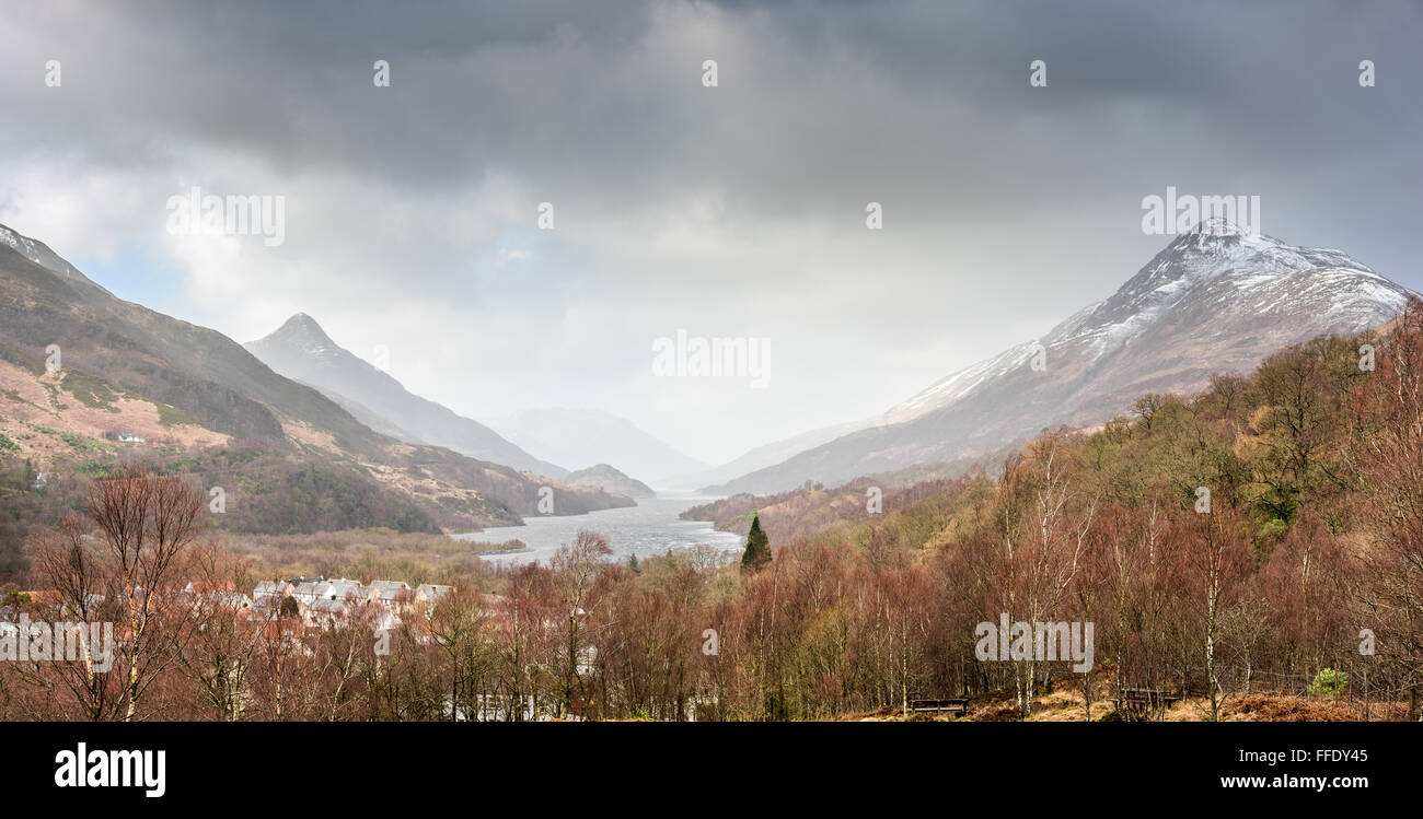 Loch Leven as seen from the town of Kinlochleven, with the mountain na ...