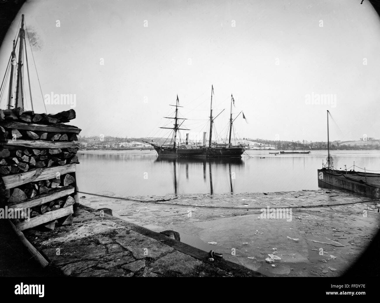 BRAZILIAN STEAMSHIP, 1863. /nA Brazilian steam frigate at the Navy Yard ...