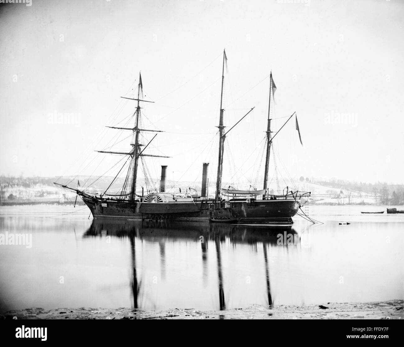 BRAZILIAN STEAMSHIP, 1863. /nA Brazilian steam frigate at the Navy Yard ...