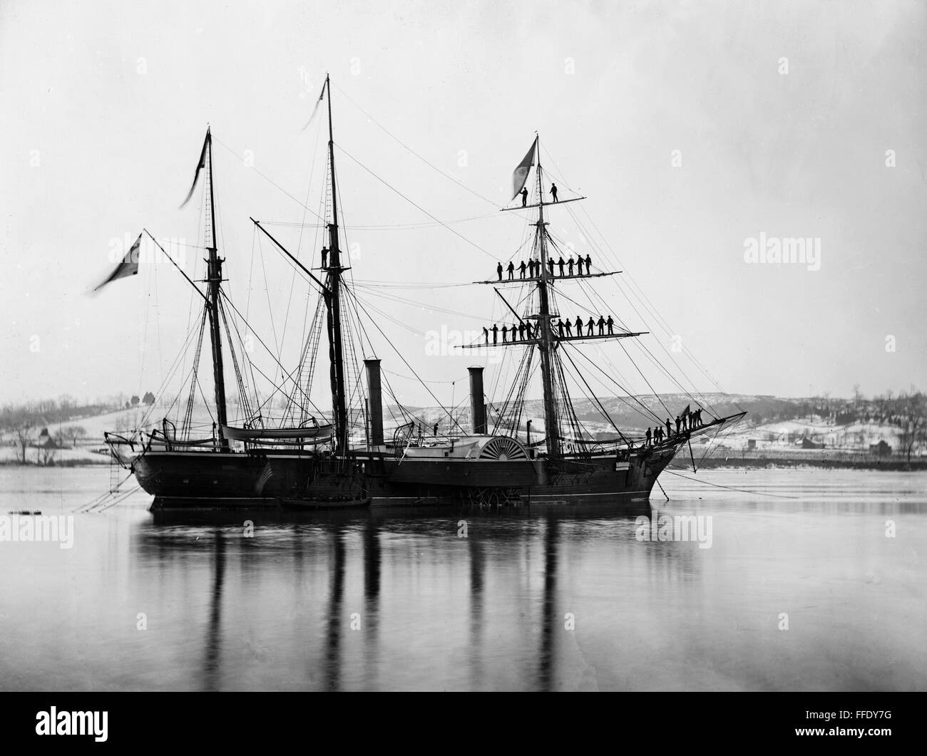 BRAZILIAN STEAMSHIP, 1863. /nA Brazilian steam frigate at the Navy Yard ...
