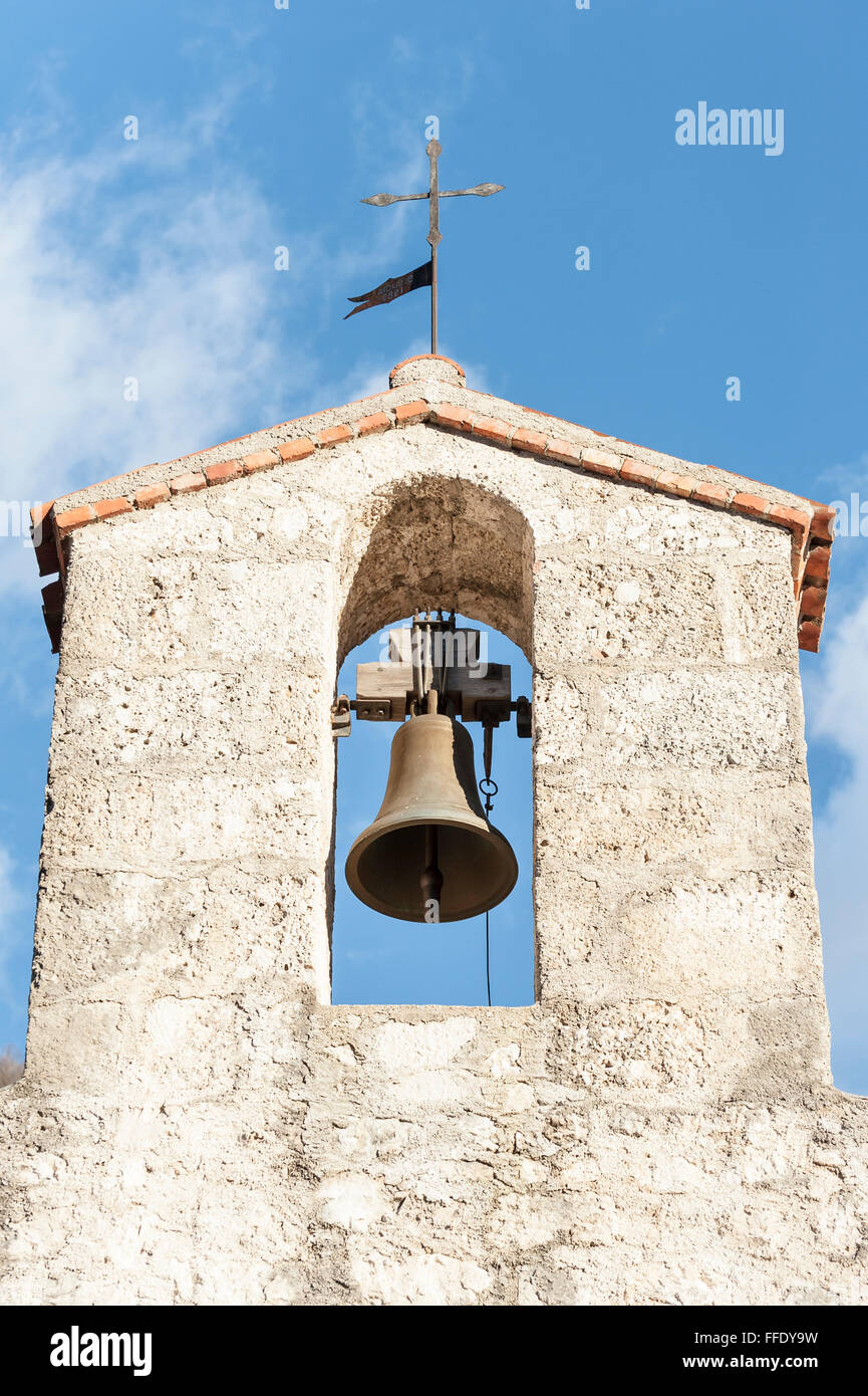 Small bell tower with a bell of a country church in the 15th century ...