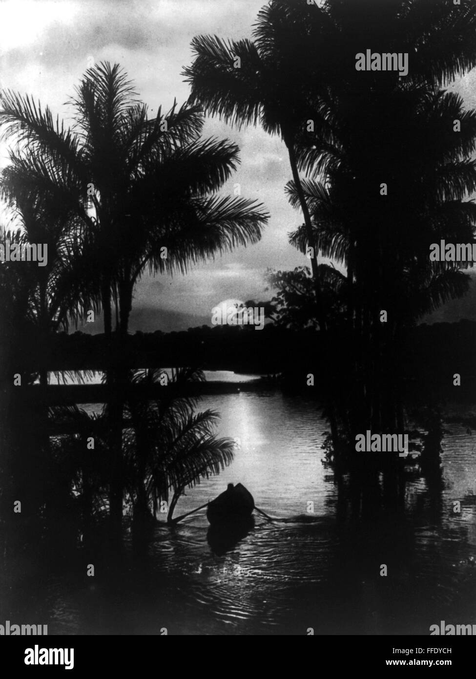 BRAZIL: AMAZON, 1920s. /nSunset on the Amazon River, Brazil. Photograph ...