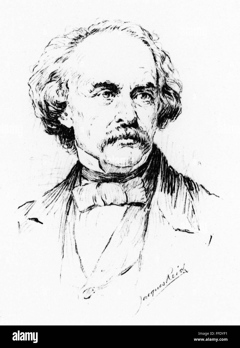NATHANIEL HAWTHORNE /n(1804-1864). American writer. Pencil drawing by ...