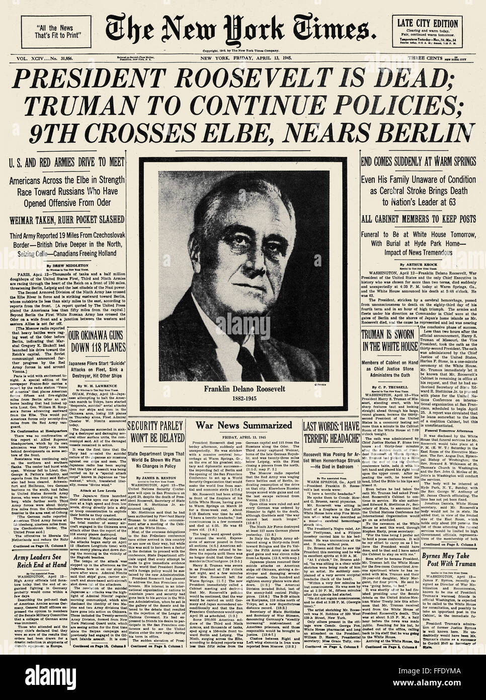 FRANKLIN D. ROOSEVELT/n(1882-1945). 32nd President of the United States ...