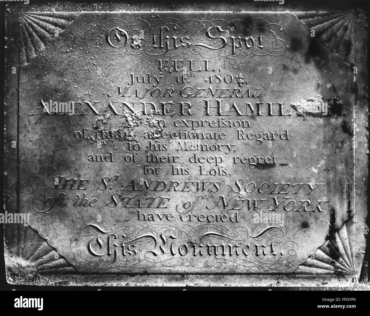 HAMILTON: DEATH, 1804. /nMonument erected in 1806 at the spot Alexander ...