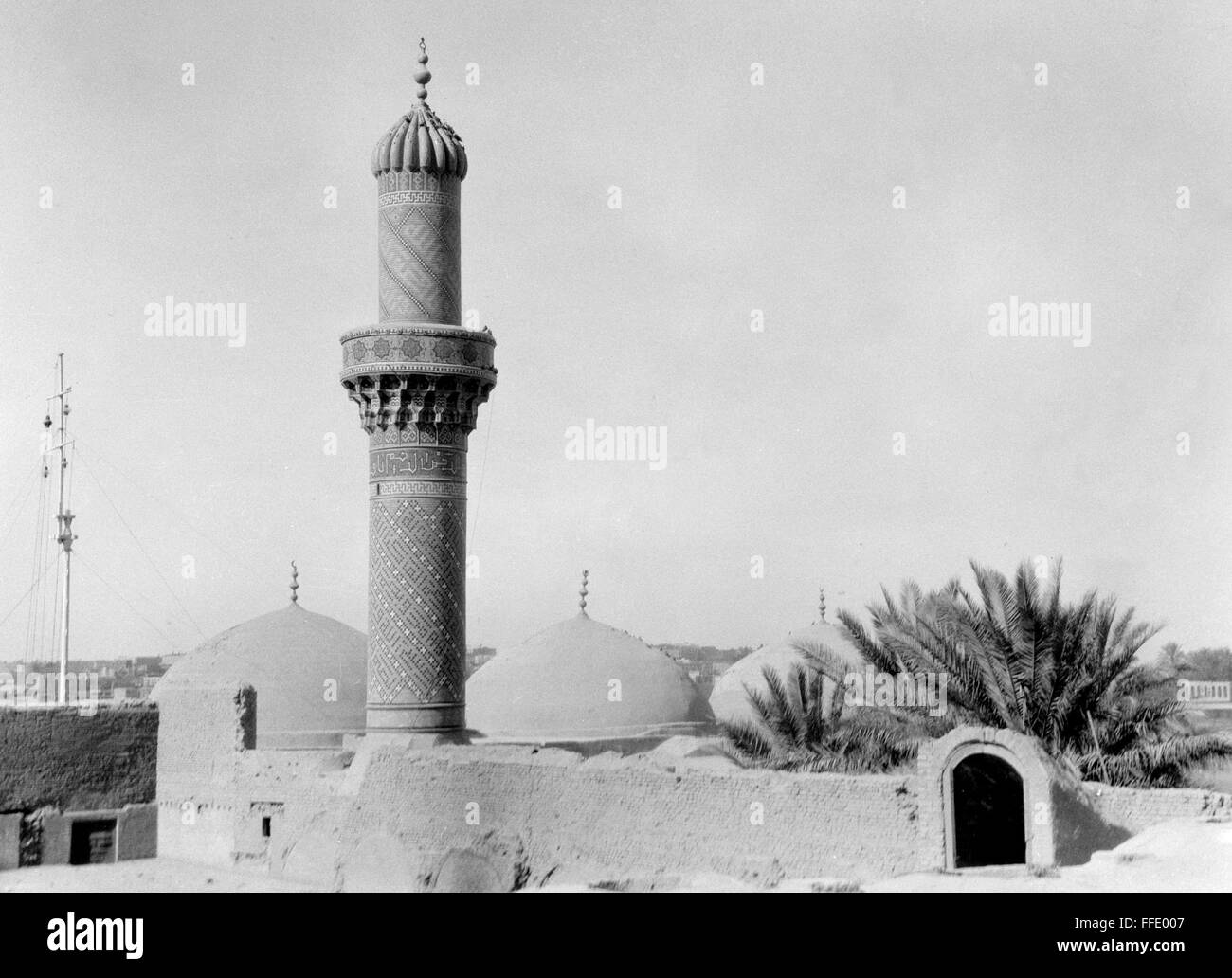 IRAQ: ARCHITECTURE. /nA minaret on a mosque in Iraq. Photograph, 1932 ...