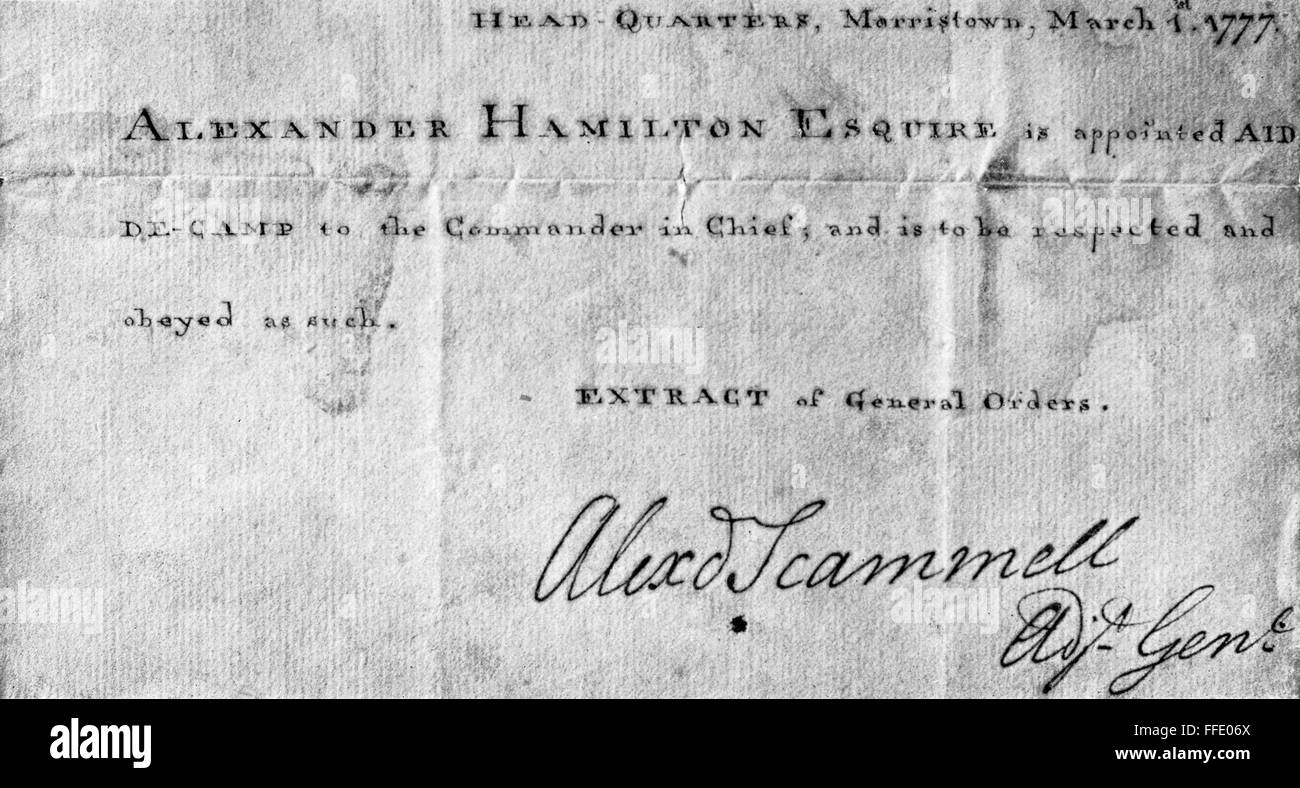 HAMILTON: APPOINTMENT, 1777. /nAppointment of Alexander Hamilton as ...