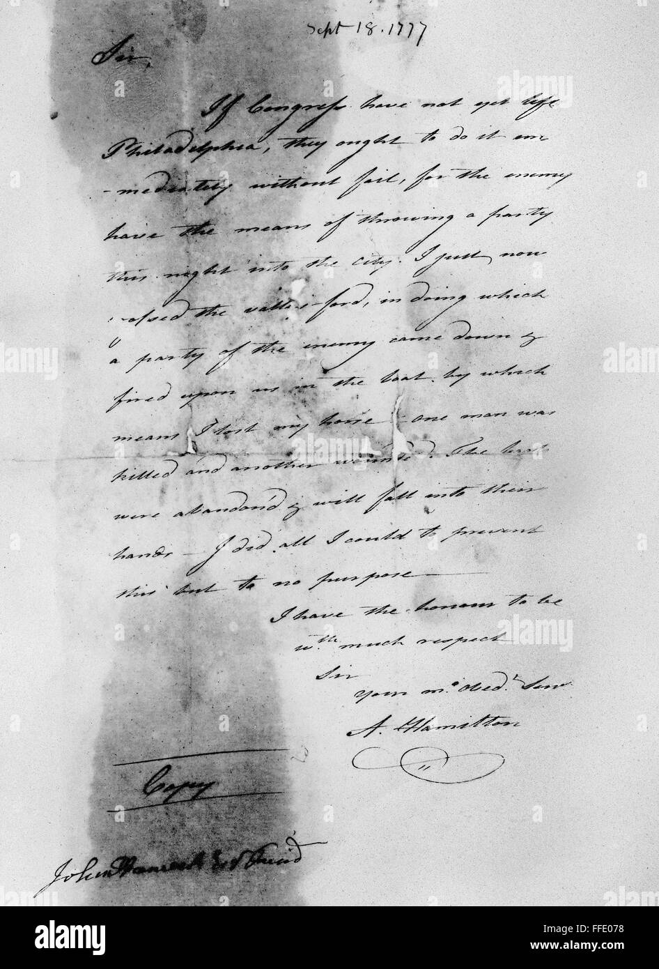 HAMILTON: LETTER, 1777. /nLetter from Alexander Hamilton to John ...