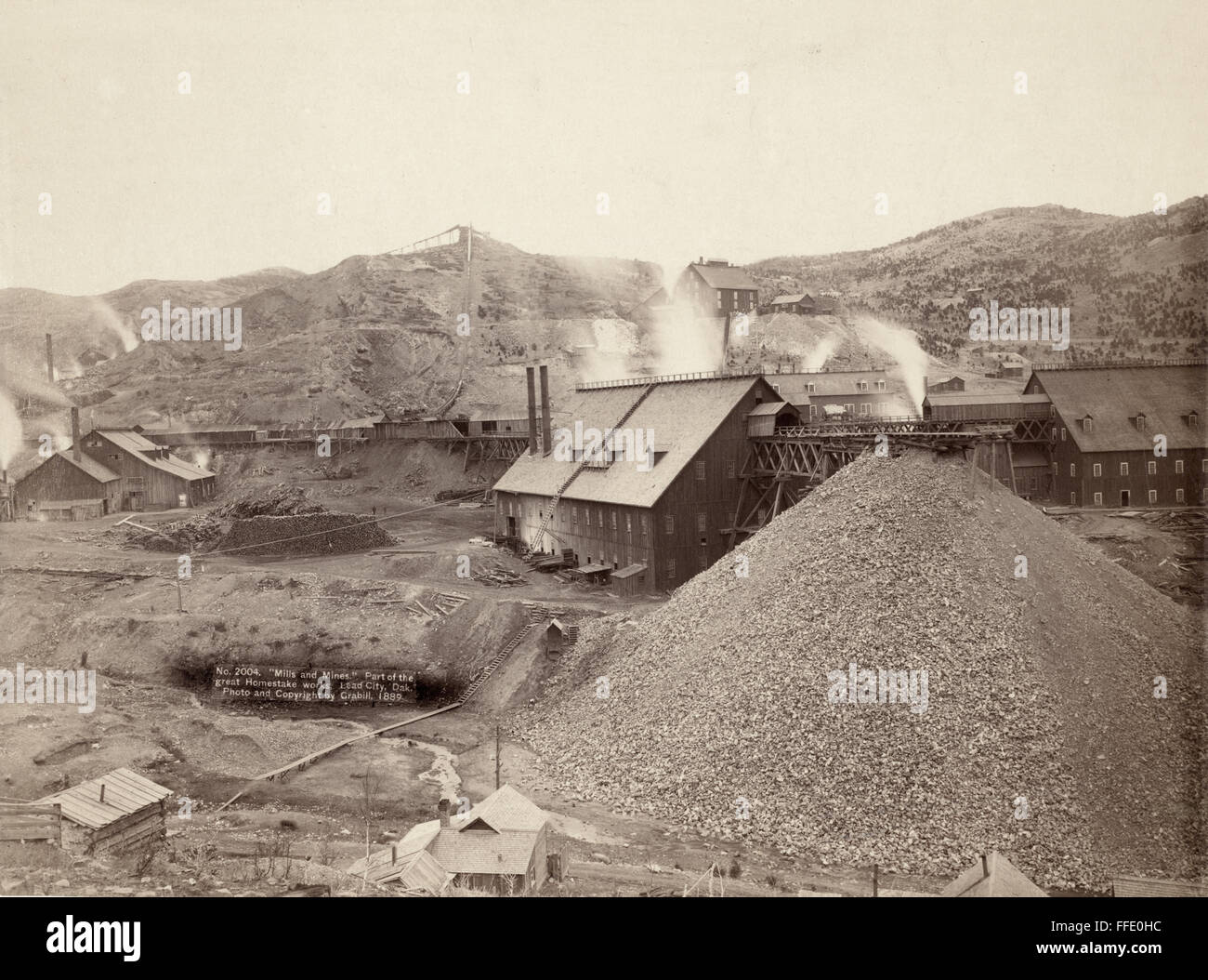 HOMESTAKE GOLD WORKS, 1889. /nBird's-eye view of the Homestake gold ...