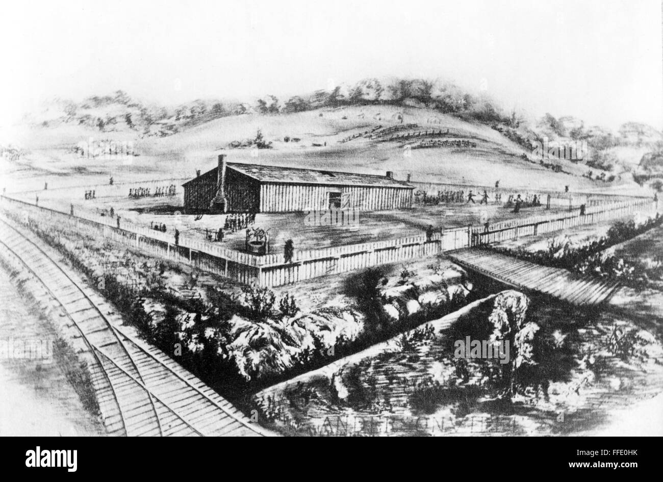 ALABAMA: CAHABA PRISON. /nCivil war stockade and prison at Cahaba ...