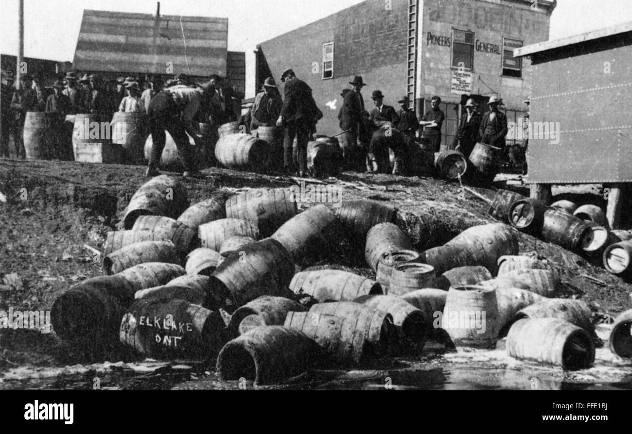 CANADA: PROHIBITION, 1920. /nA bootleg liqour raid in Elk Lake, Ontario ...