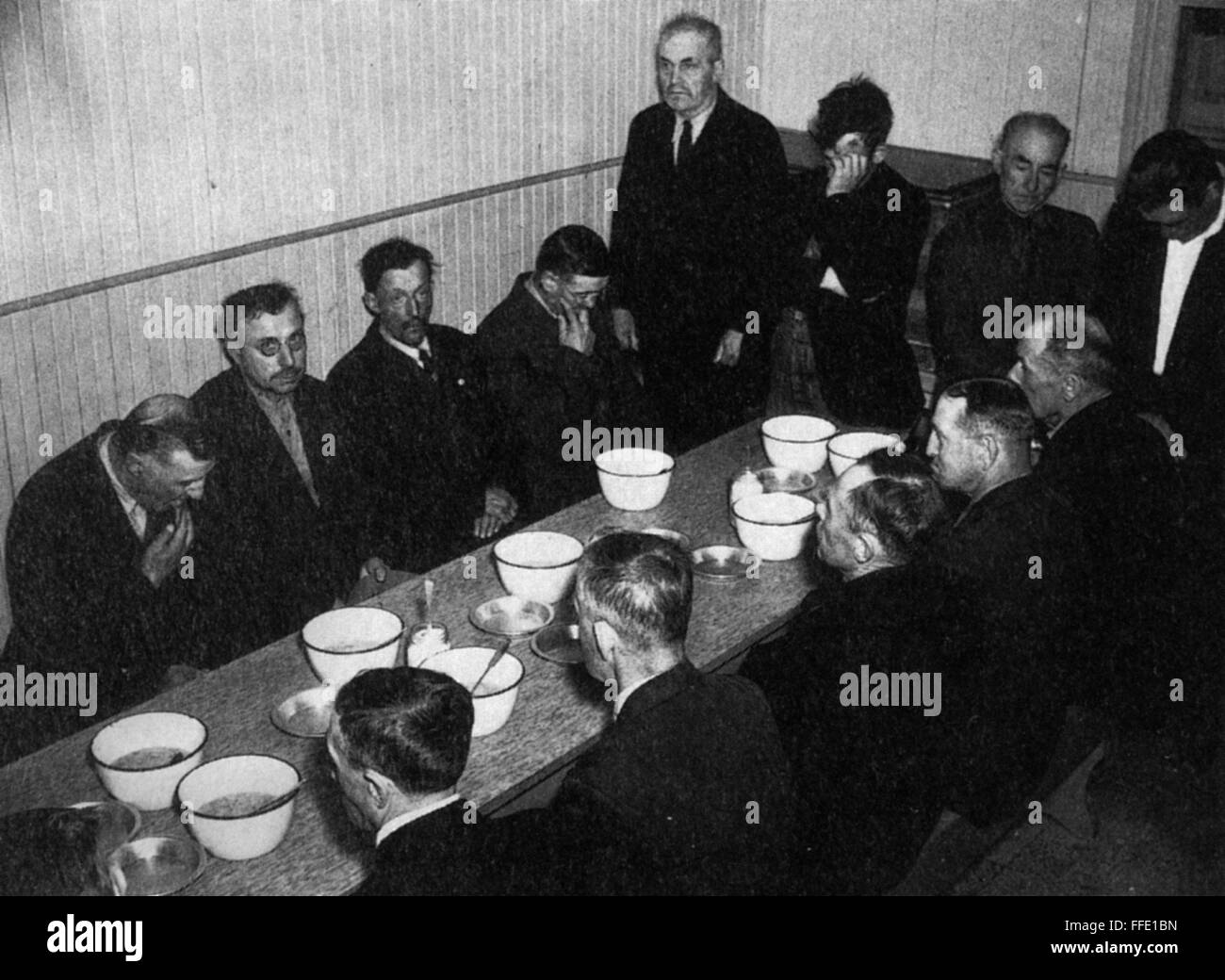 CANADA: SOUP KITCHEN, 1930. /nMen eating at a soup kitchen during the ...