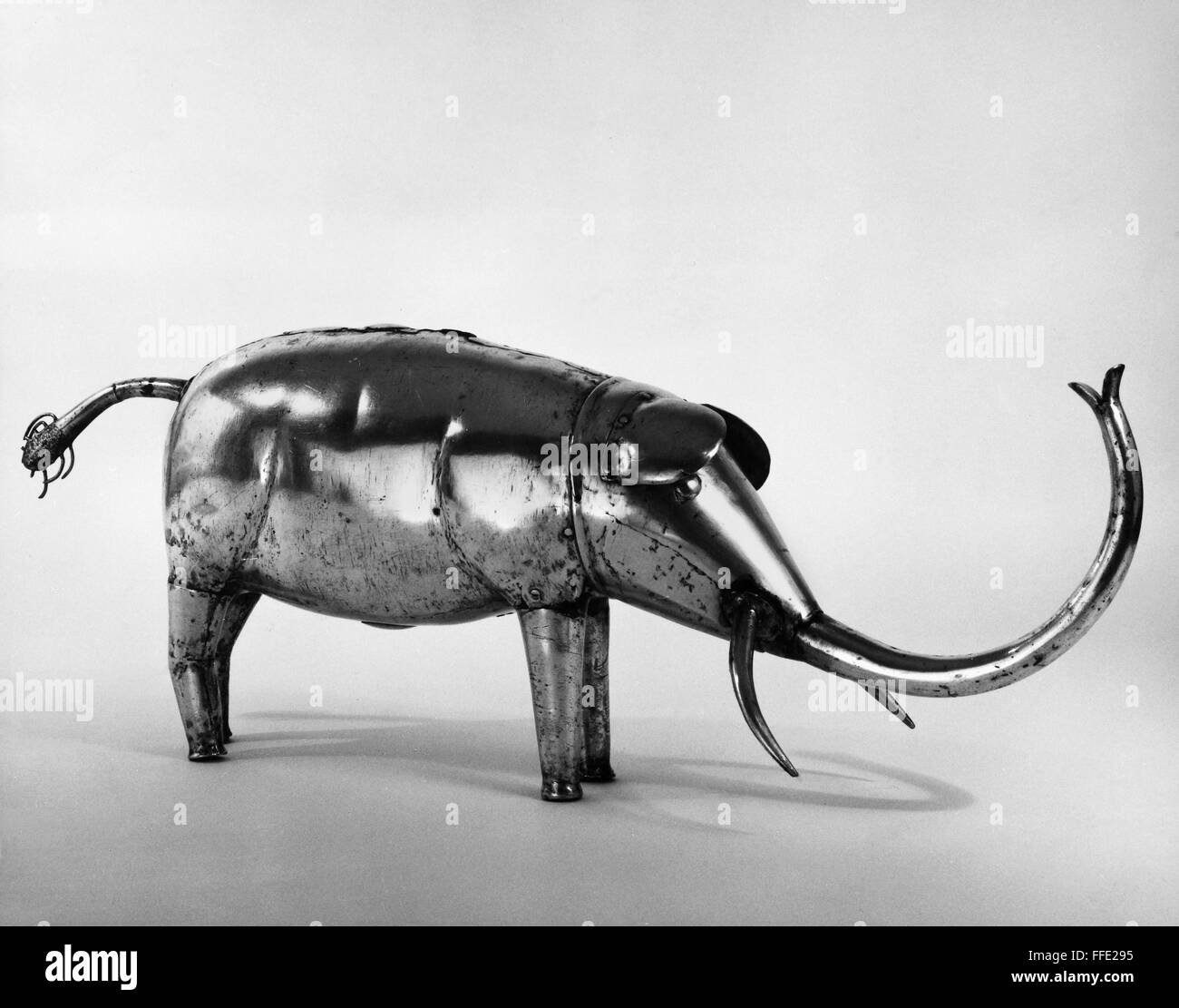 AFRICA: SILVER ELEPHANT. /nFon, from Dahomey, present day Benin, West ...