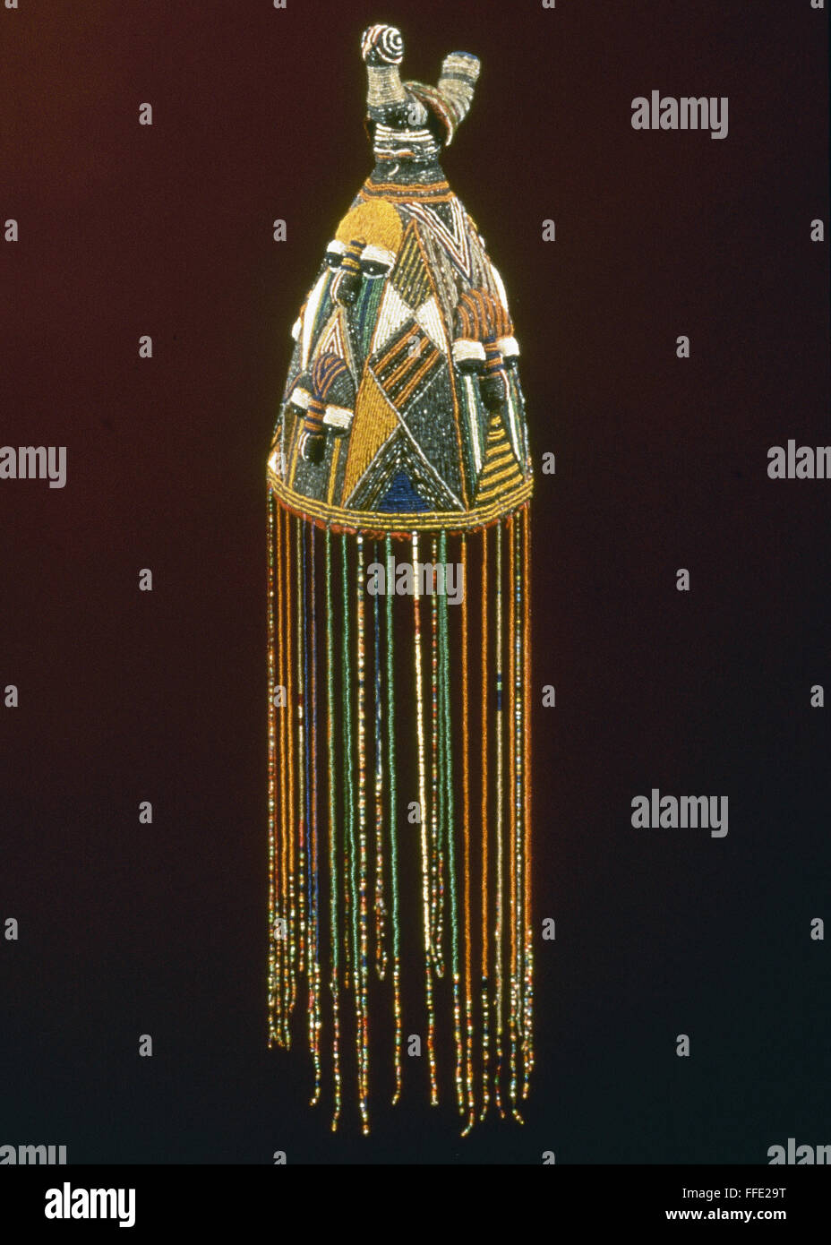 NIGERIA: KING'S CROWN. /nBeads, Yoruba, Nigeria, 20th century Stock ...