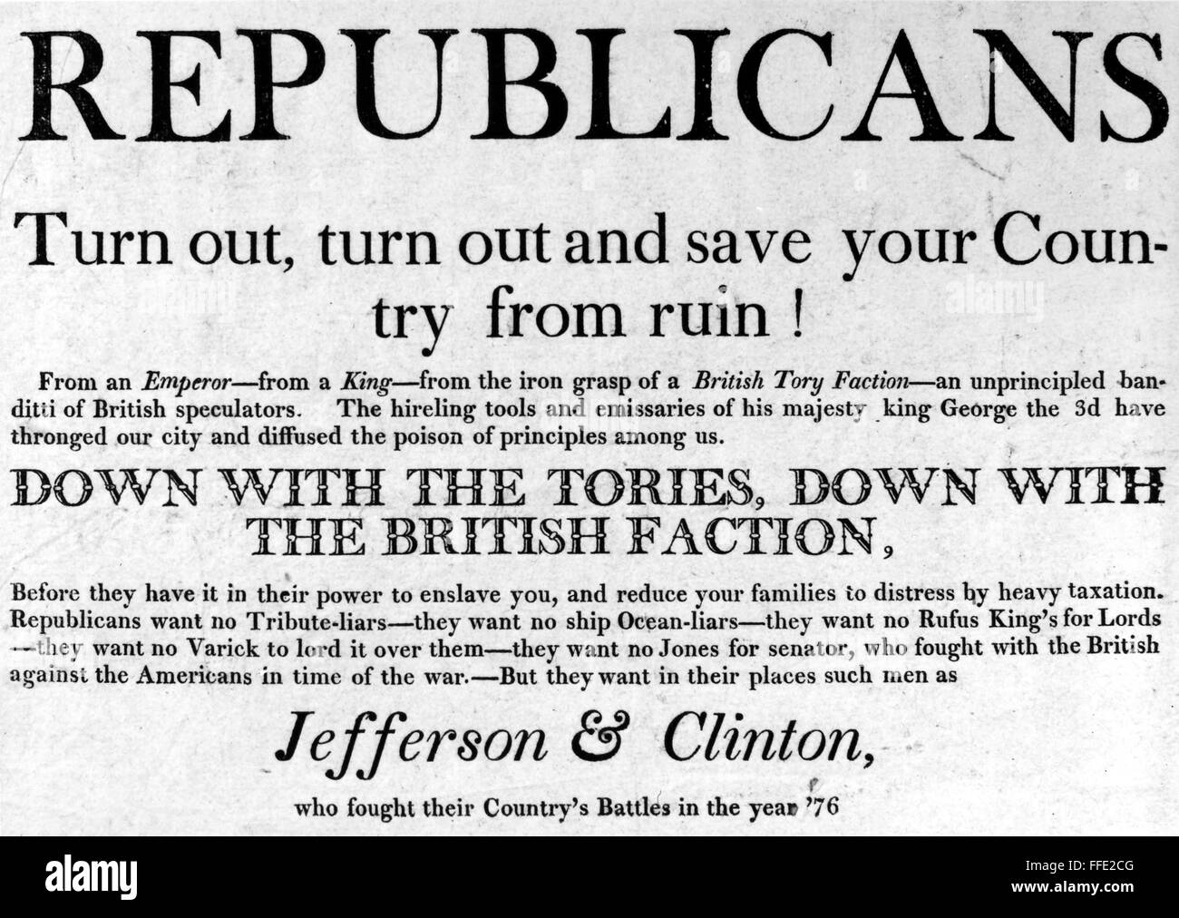 JEFFERSON CAMPAIGN, 1804. /nRepublican campaign poster, 1804 ...