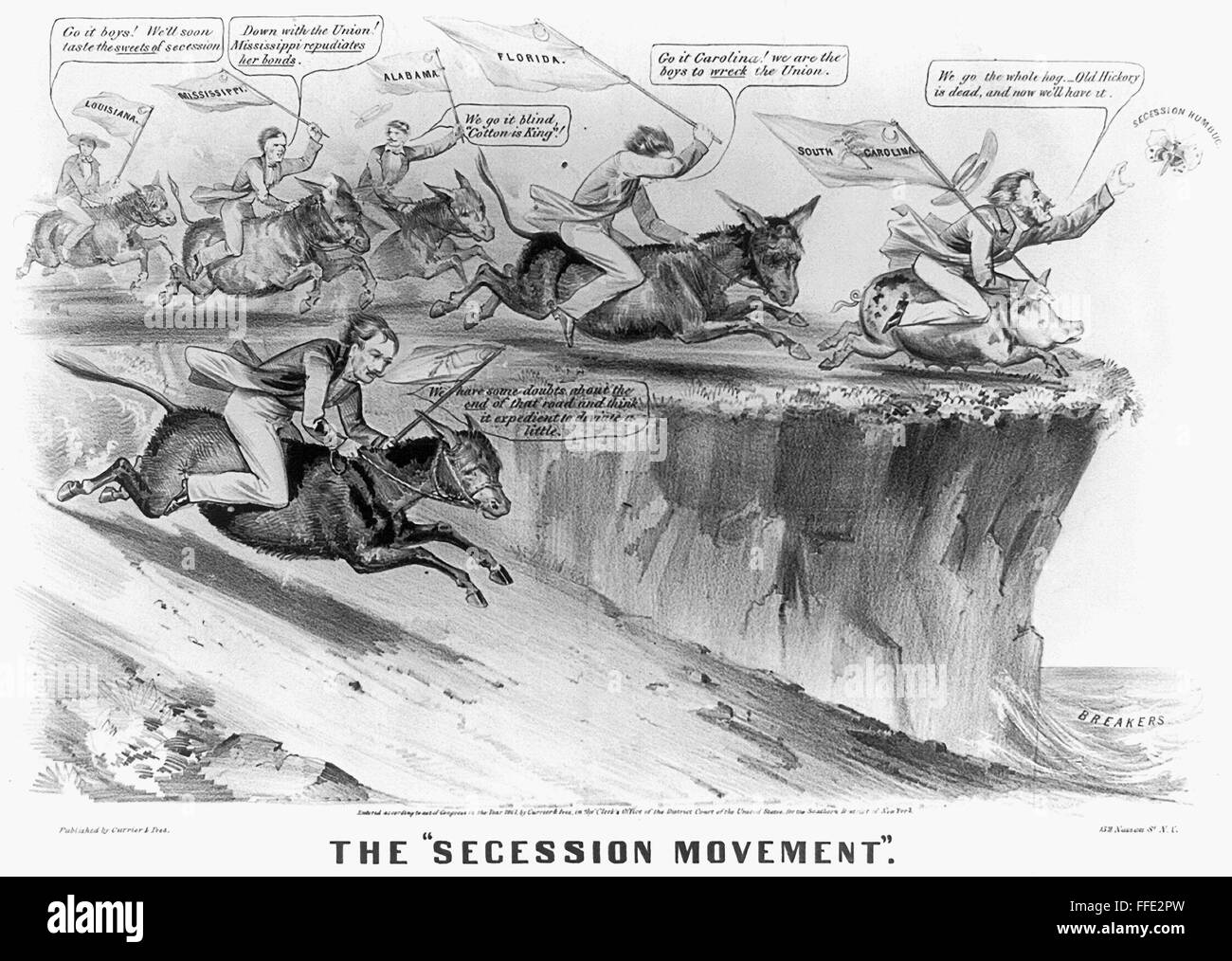 SECESSION CARTOON, 1861. /n'The Secession Movement.' American cartoon ...