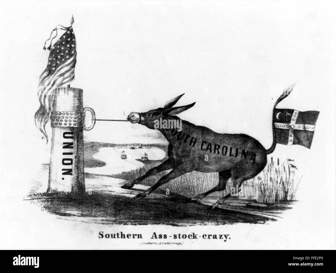 SECESSION CARTOON, 1861. /n'Southern Ass-Stock-Crazy (Southern ...
