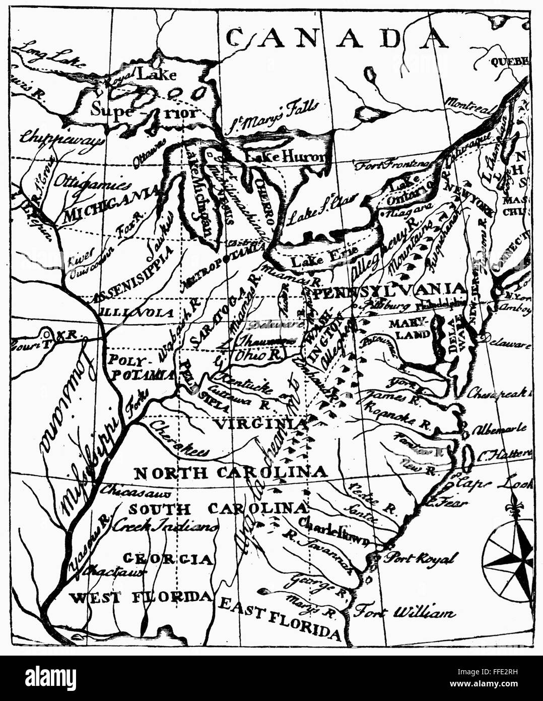 JEFFERSON: STATES, 1784. /nMap of Thomas Jefferson's proposed states ...