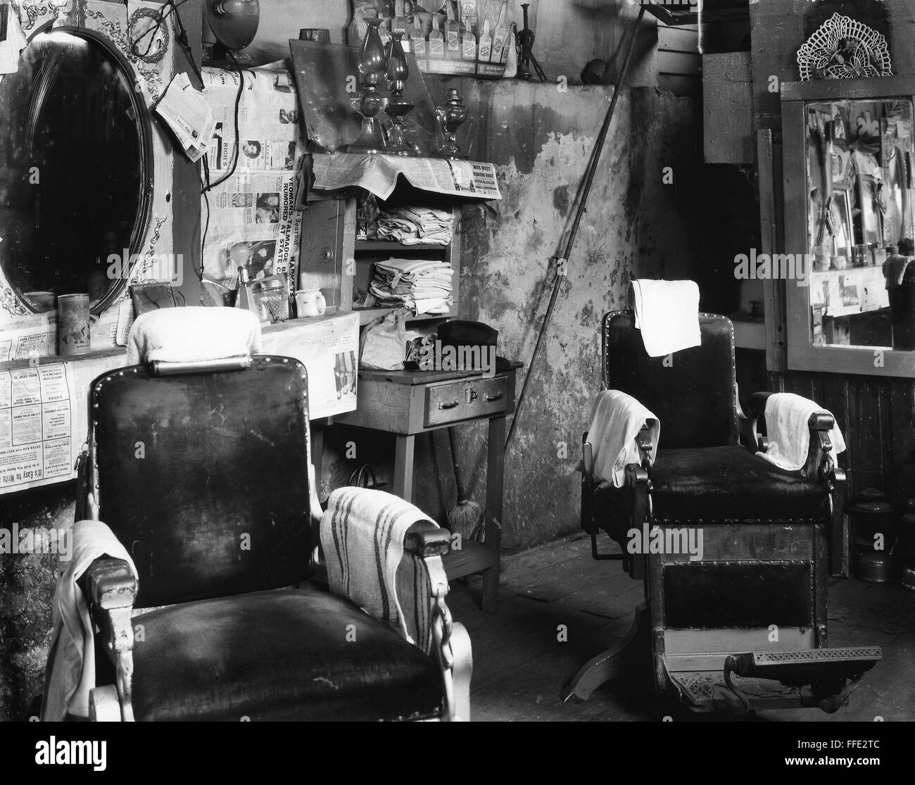 ATLANTA: BARBER SHOP, 1936. /nInterior of an African American ...