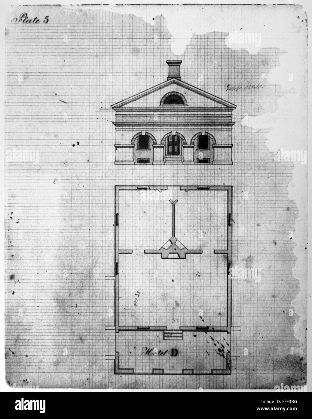 UNIVERSITY OF VIRGINIA. /nDrawing and floor plan of a pavilion at the ...