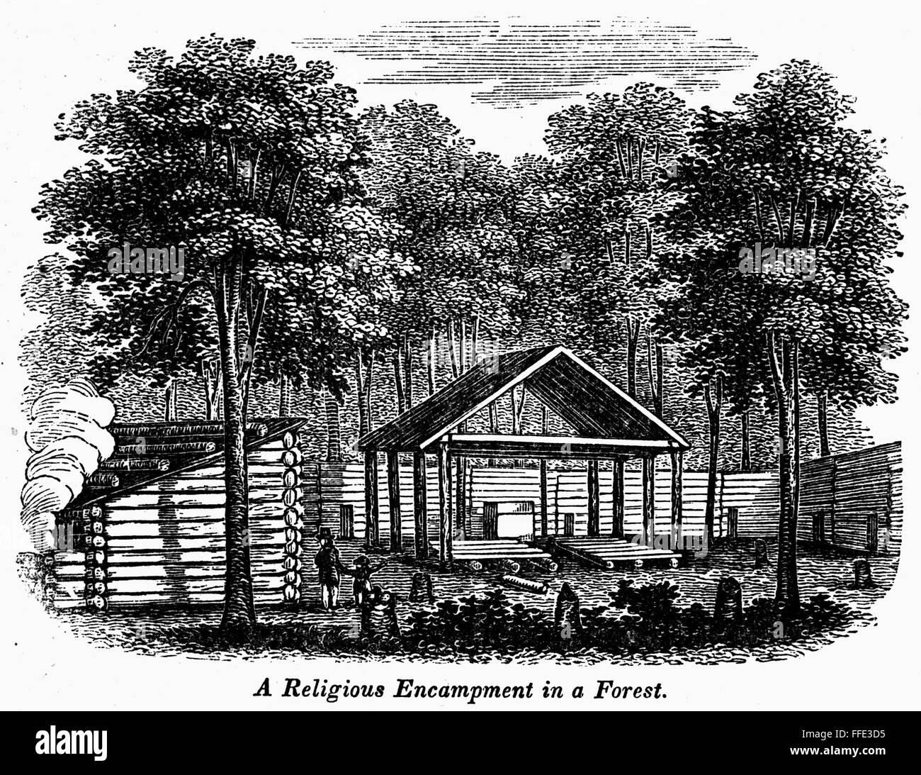 VIRGINIA: RELIGIOUS CAMP. /nA religious encampment in a forest in ...