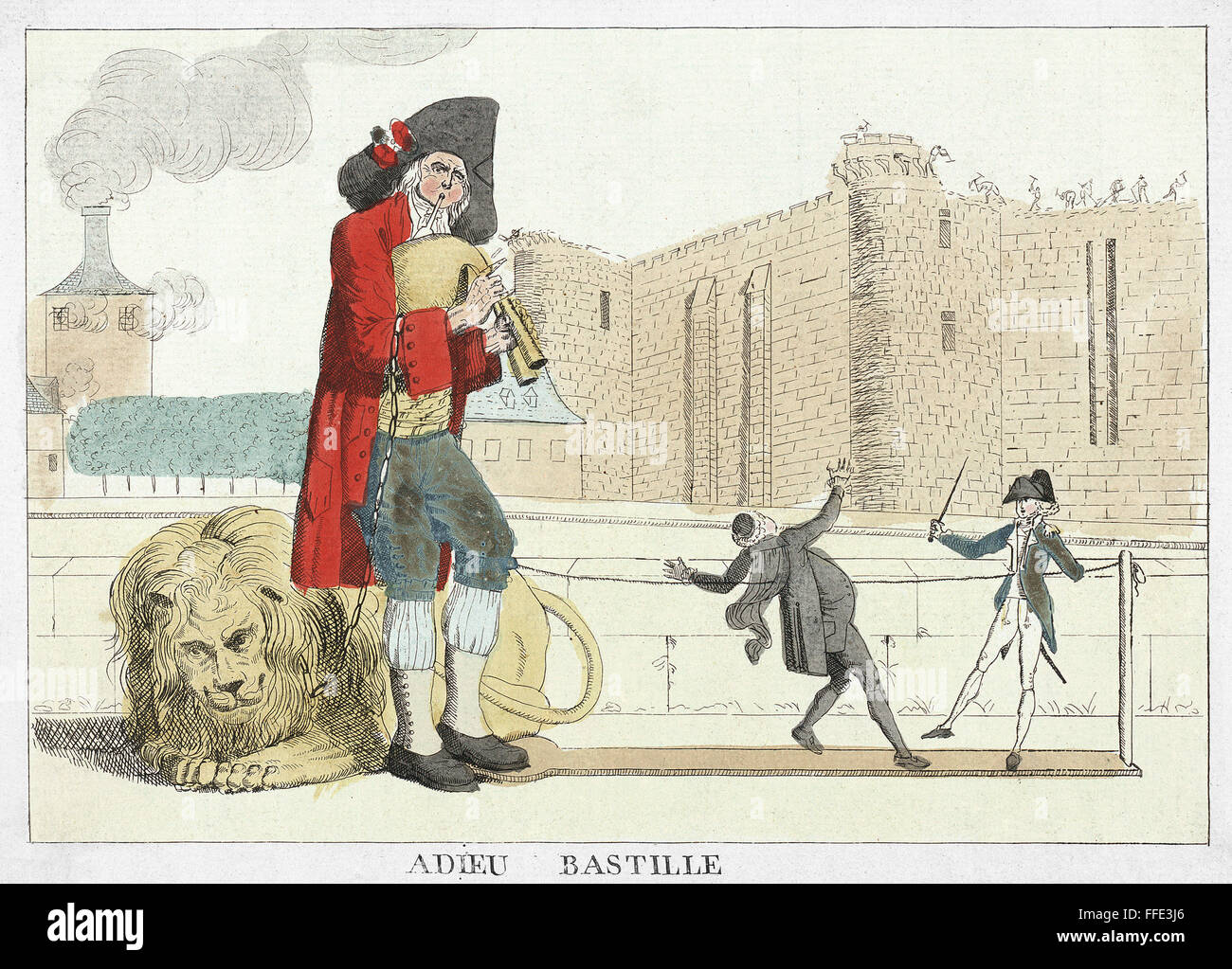 BASTILLE CARTOON, 1789. /n'Adiue Bastille.' French cartoon etching ...