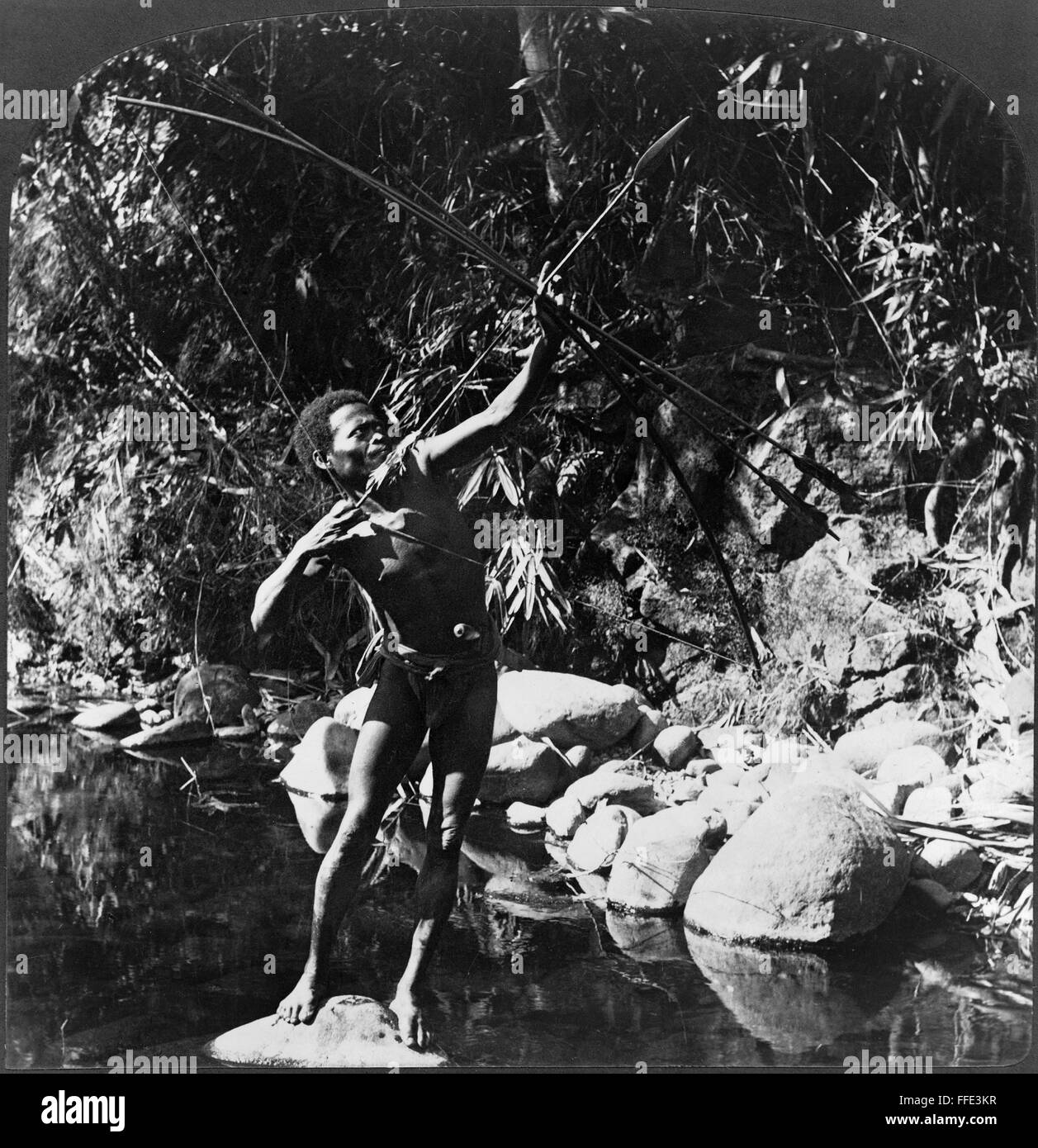 NATIVE HUNTER, c1907. /nA huntsman with his aboriginal war weapon ...