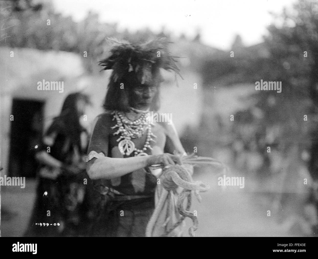 HOPI SNAKE PRIEST, c1906. /nHopi snake priest during a snake dance ...