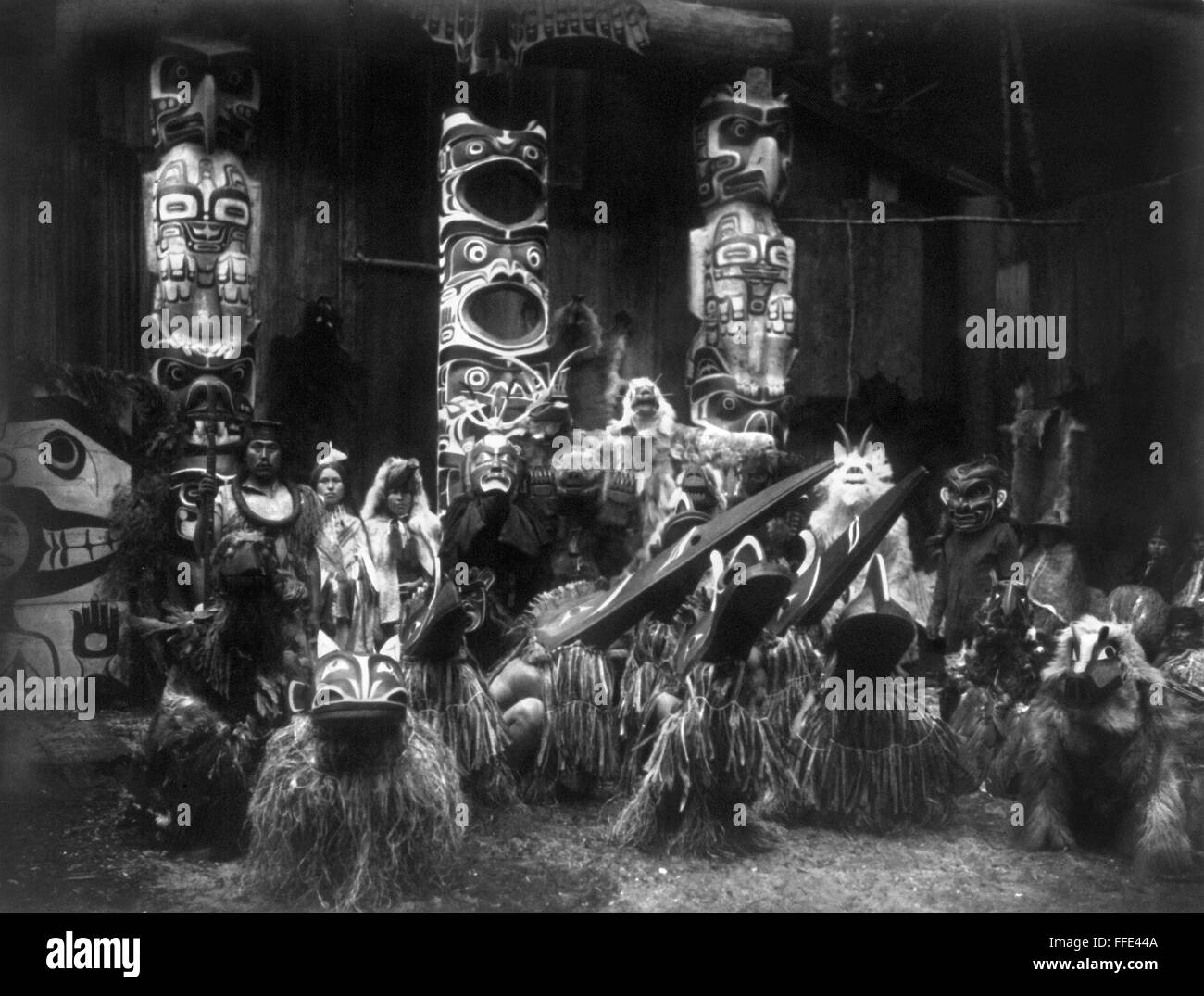 KWAKIUTL DANCERS, c1914. /nMasked and costumed Kwakiutl dancers during ...