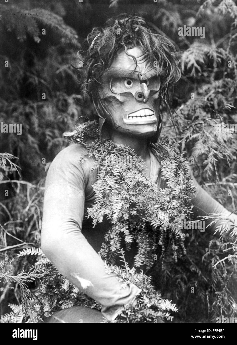 KWAKIUTL DANCER, c1914. /nA Kwakiutl dancer representing a wild man of ...