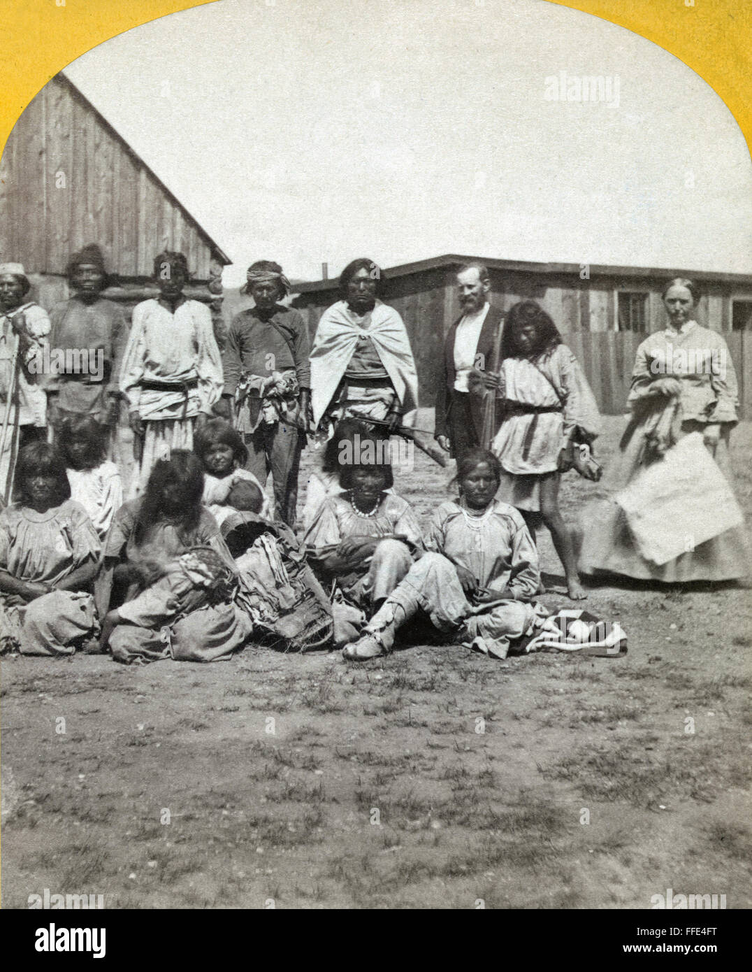 ARIZONA: APACHES, c1873. /nGroup of Coyotero Apaches and their agent at ...