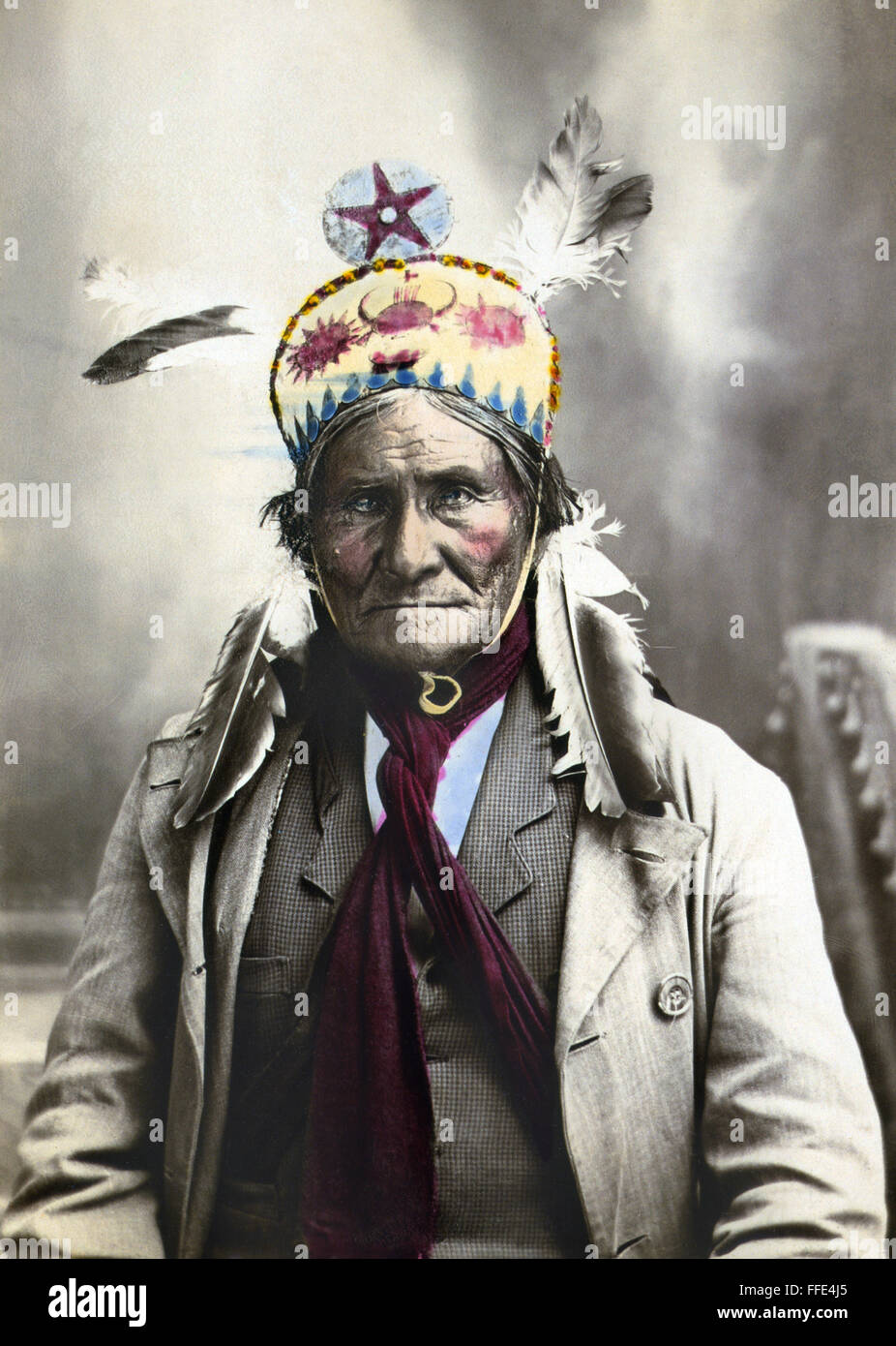 GERONIMO (1829-1909). /nAmerican Apache leader. Hand-colored photograph ... GERONIMO (1829-1909). /nAmerican Apache leader. Hand-colored photograph ...