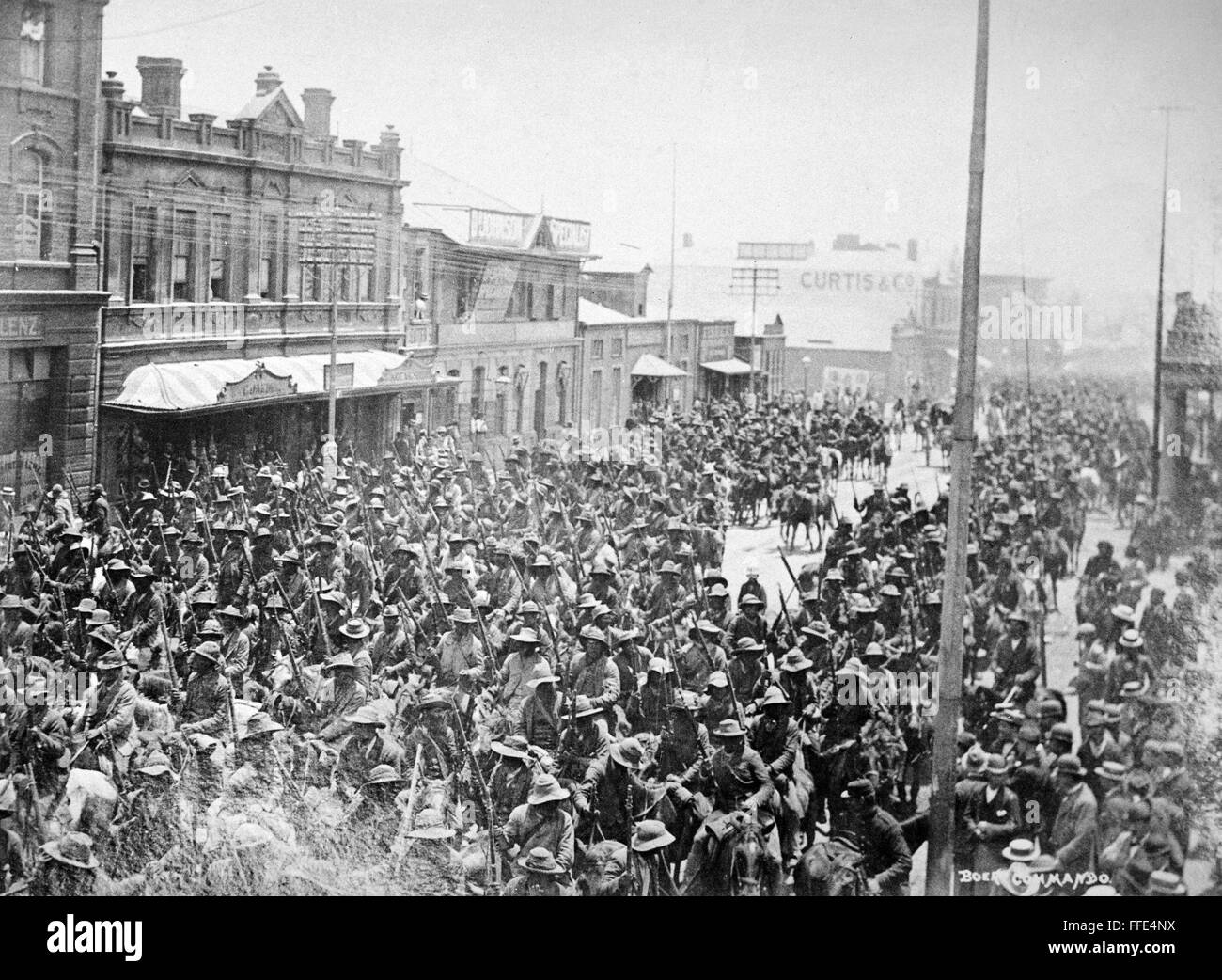 SOUTH AFRICA: RAID, 1896. /nArmed and mounted Boer Commandos moving ...