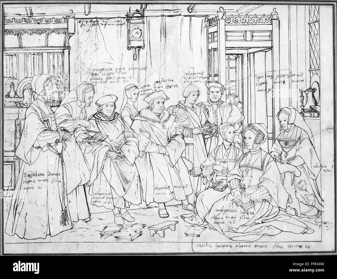 SIR THOMAS MORE & FAMILY. /nEnglish author and statesman. Drawing by ...