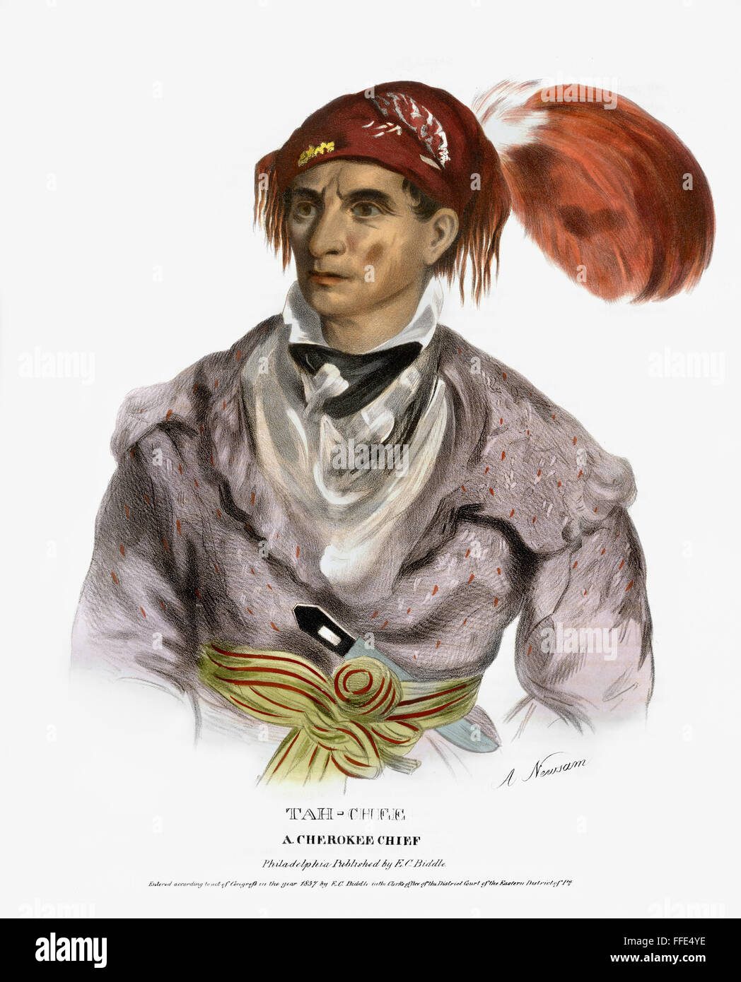 CHEROKEE CHIEF, c1837. /nTah-Chee, a Cherokee Chief. Lithograph by ...