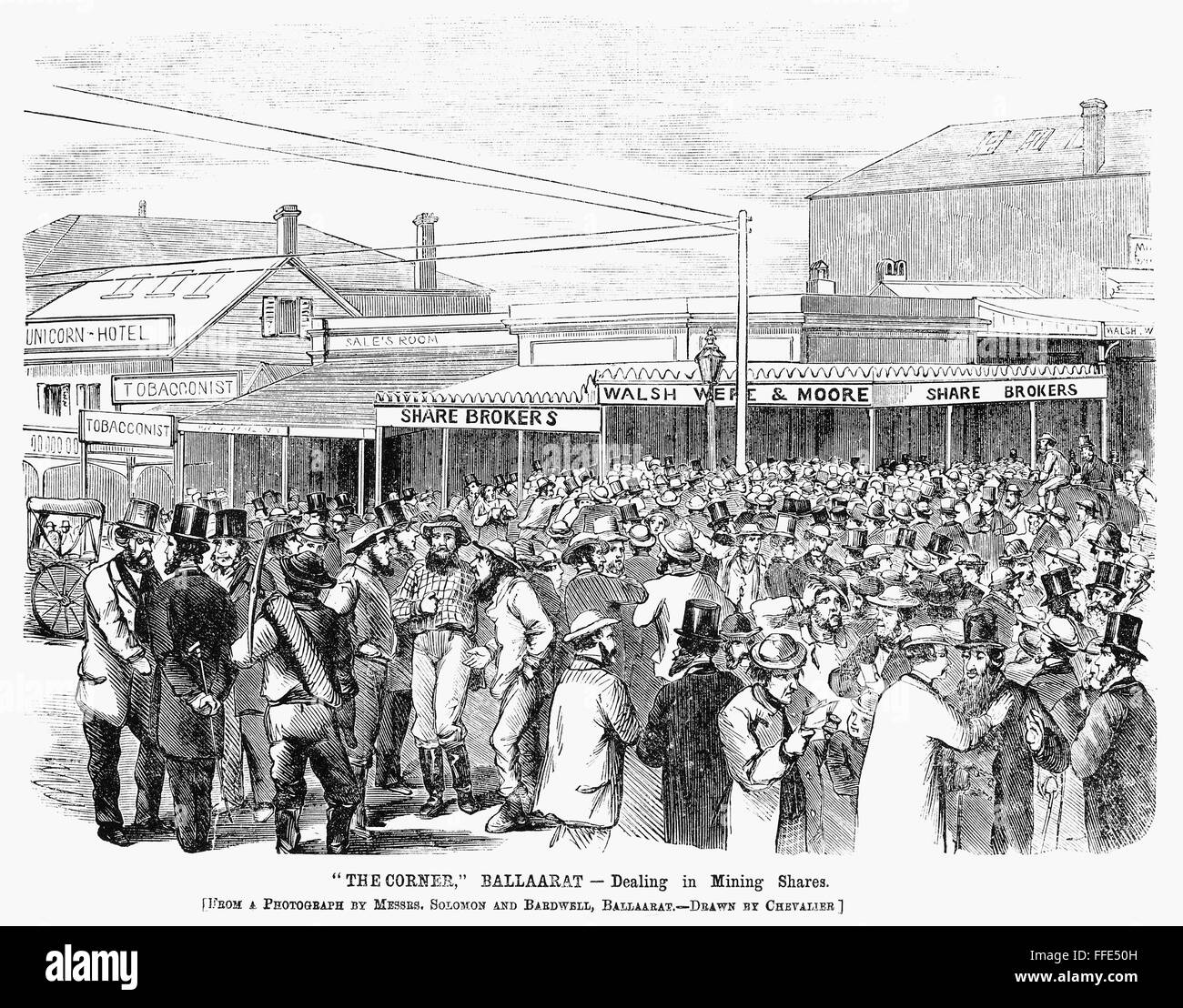 AUSTRALIA: GOLD RUSH, 1872. /nDealing in mining shares in the town of ...